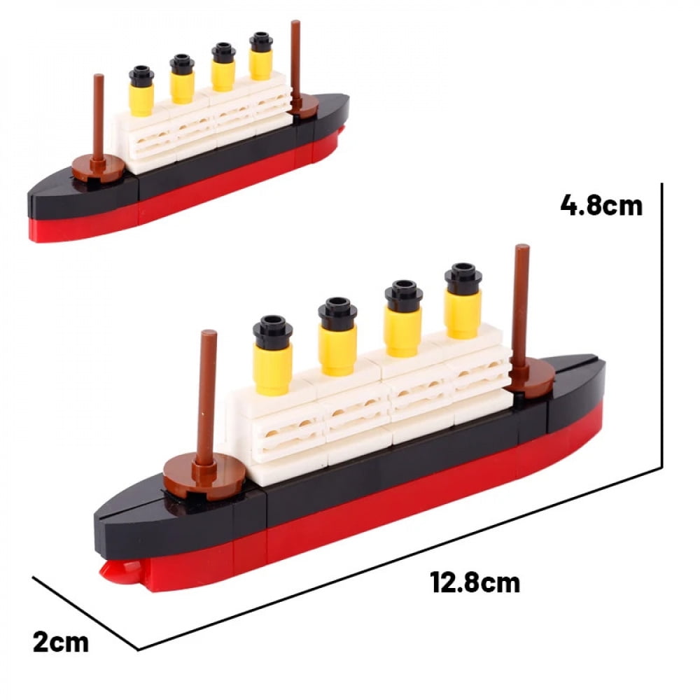MOC Titanic Cruise Ship Model Building Blocks Kits Submarine Freighter ...