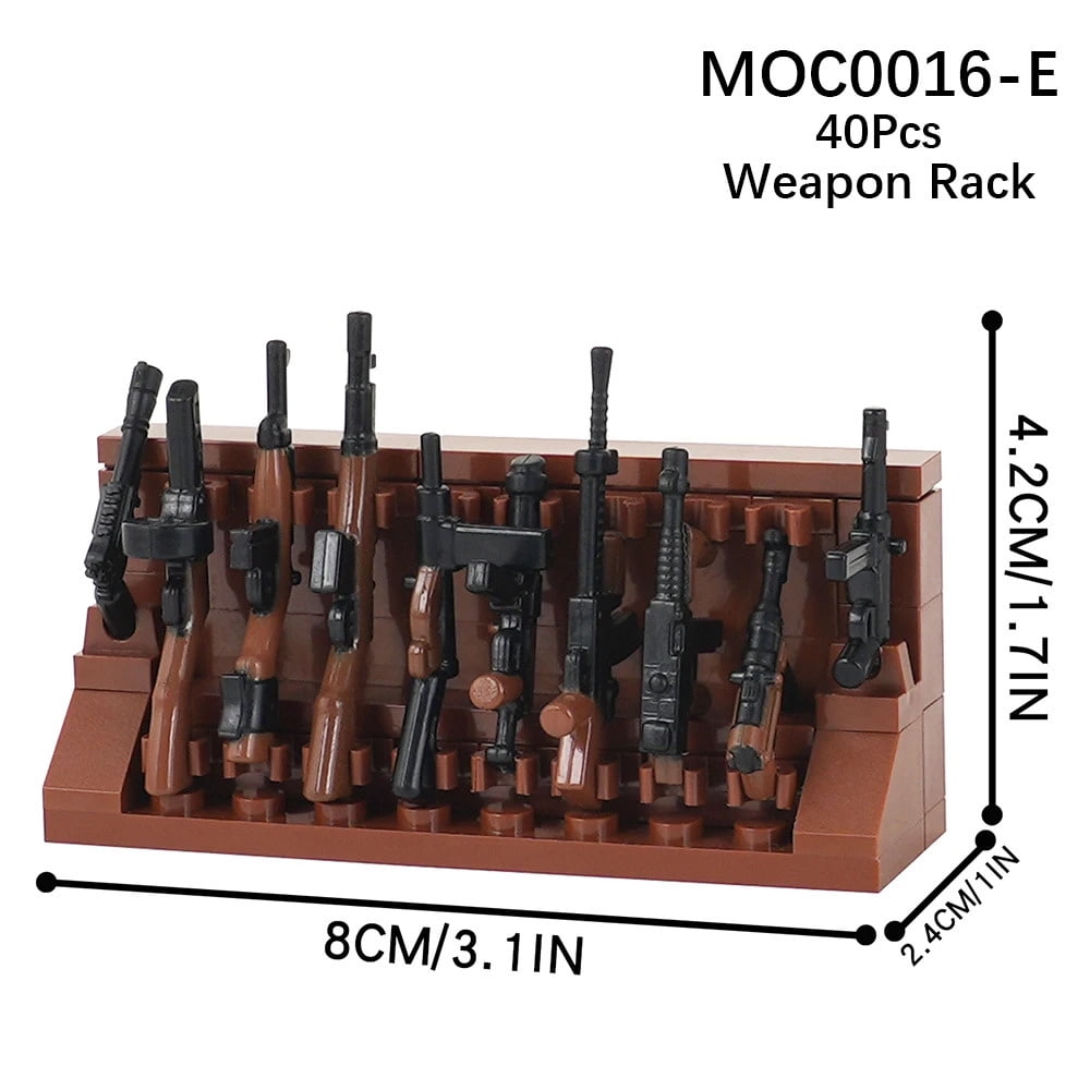 MOC Weapon Rack Bricks WW2 Gun War Military Sniper Rifle Compatible ...