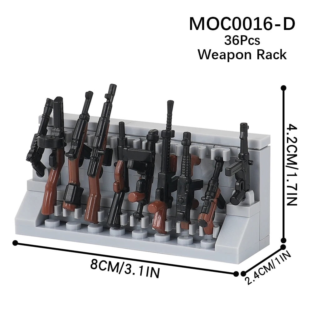 MOC Weapon Rack Bricks WW2 Gun War Military Sniper Rifle Compatible ...