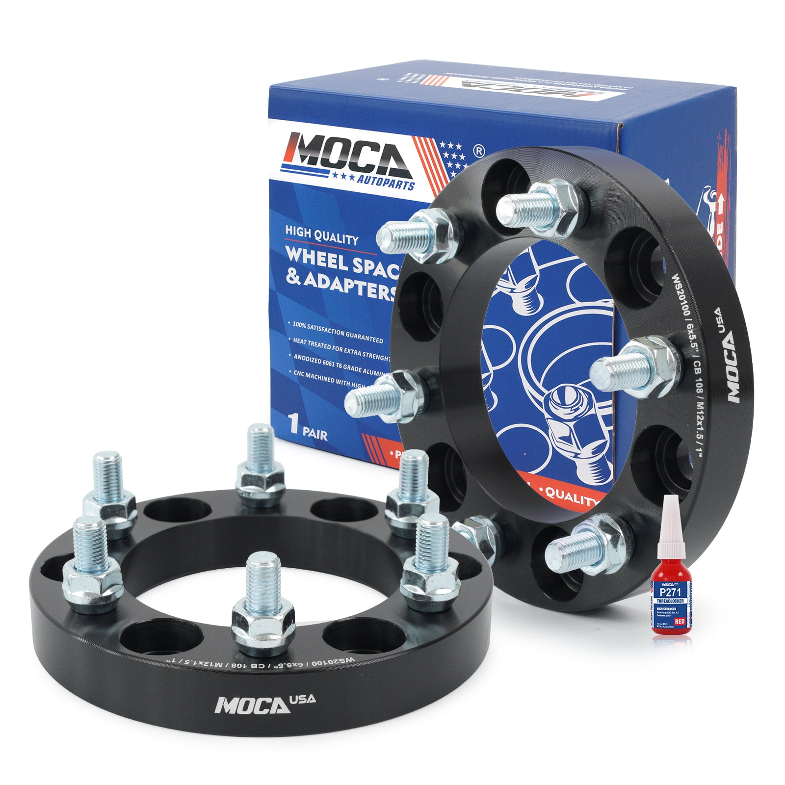MOCA AUTOPARTS 2PCS 1"(25mm) Wheel Spacers 6x5.5" to 6x5.5" with M12x1 ...