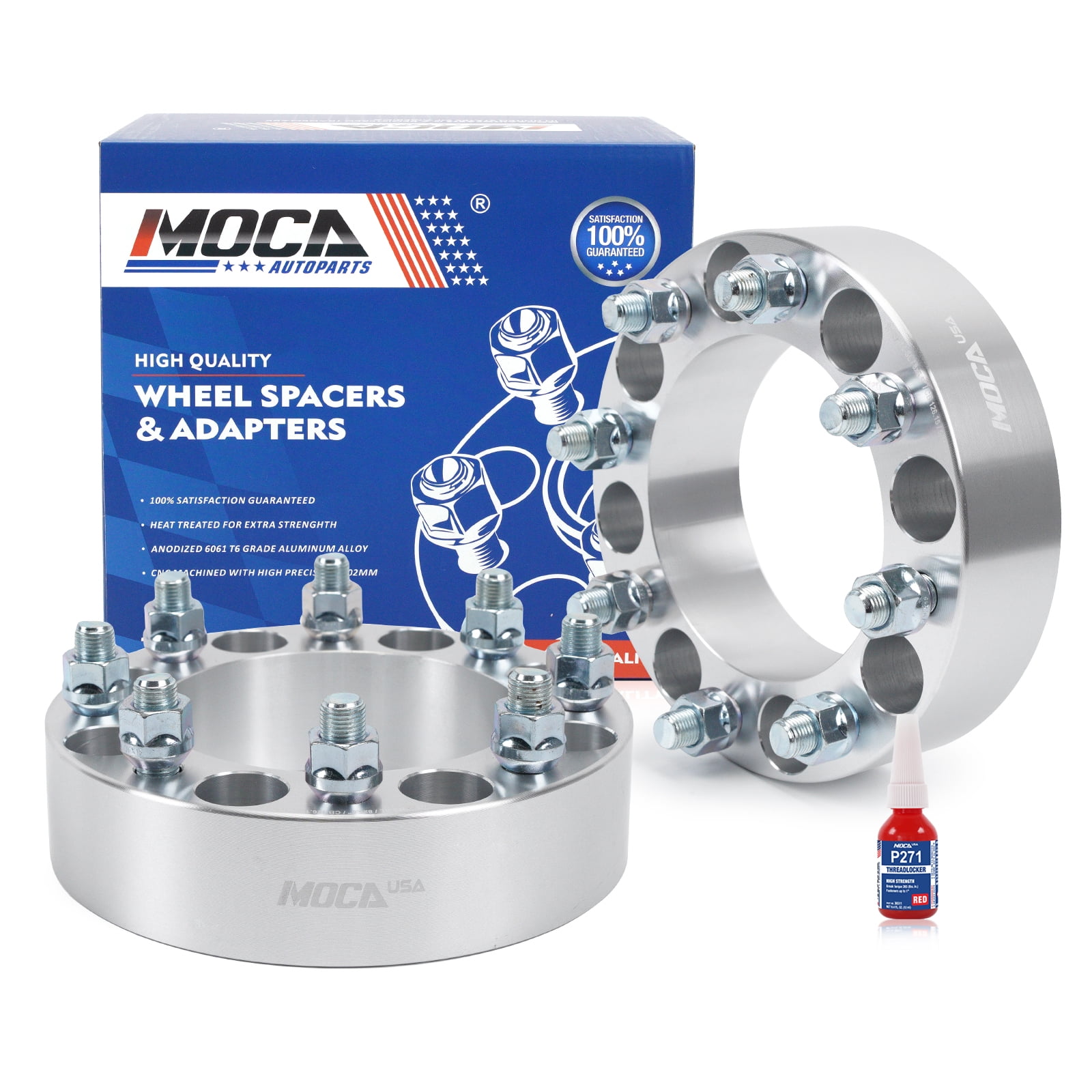 MOCA AUTOPARTS 2PCS 2"(50mm) Wheel Spacers 8x6.5" to 8x6.5" with 9/16 ...