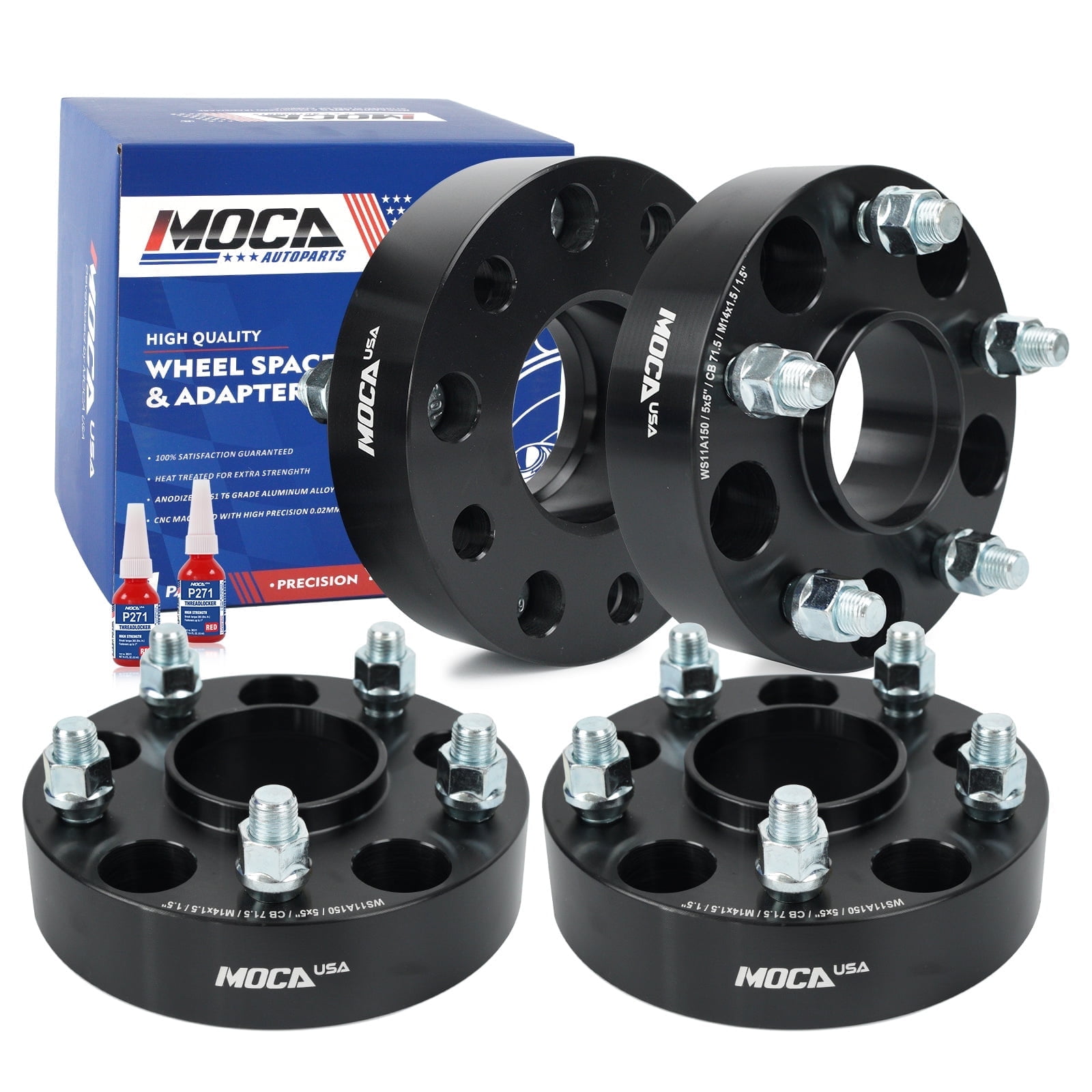 MOCA AUTOPARTS 4PCS 1.5"(38mm) Wheel Spacers 5x5" to 5x5" with M14x1.5 ...
