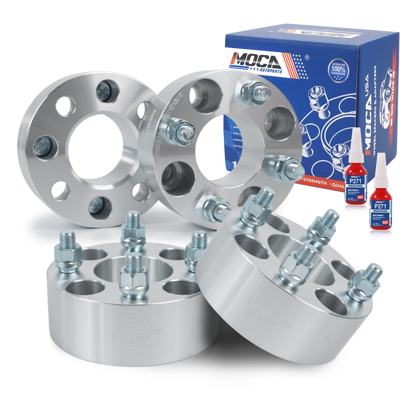MOCA AUTOPARTS 4PCS 2"(50mm) Wheel Spacers 4x4" to 4x4" with 1/2"x20 ...
