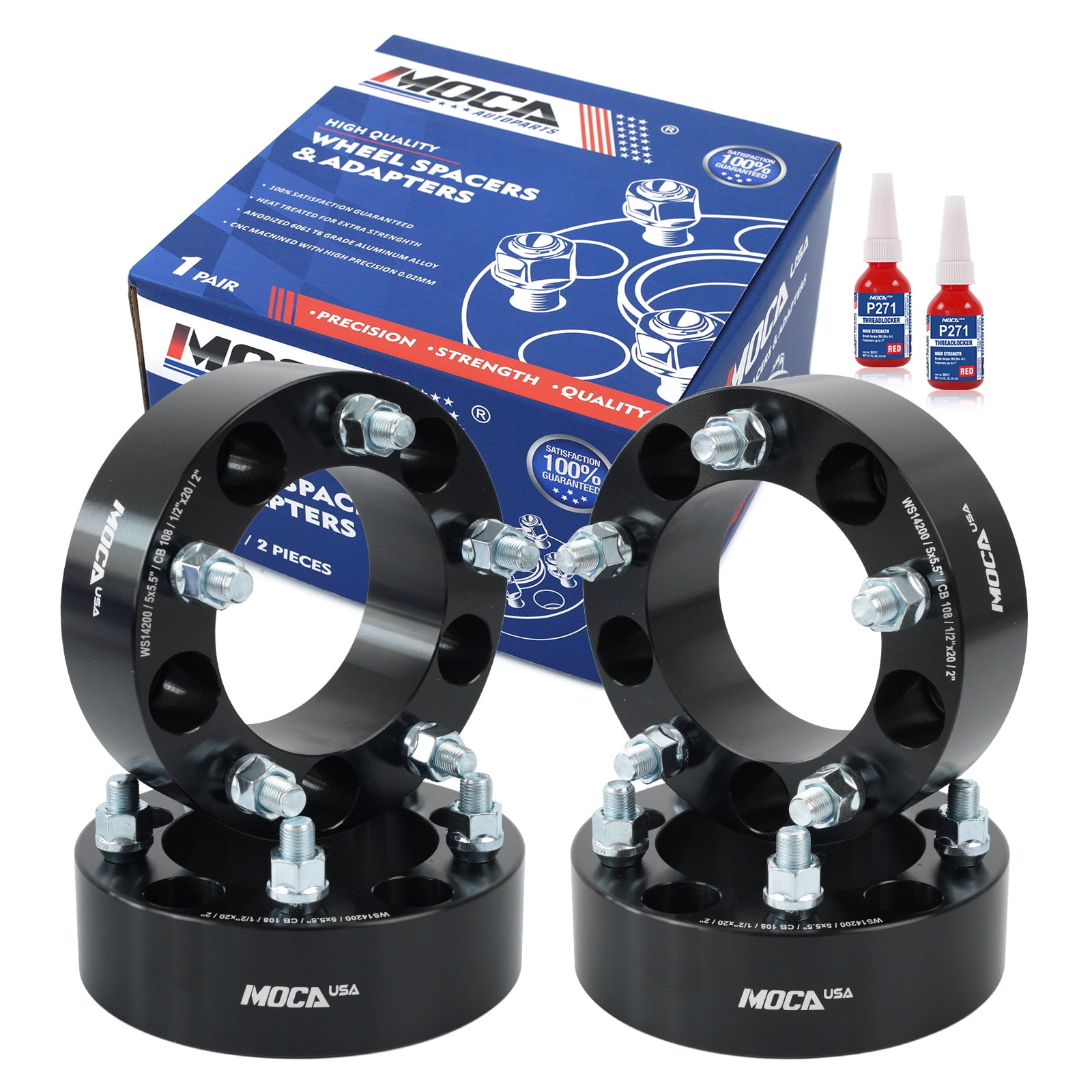 MOCA AUTOPARTS 4PCS 2" Wheel Spacers 5x5.5" with 1/2"x20 Thread Pitch ...
