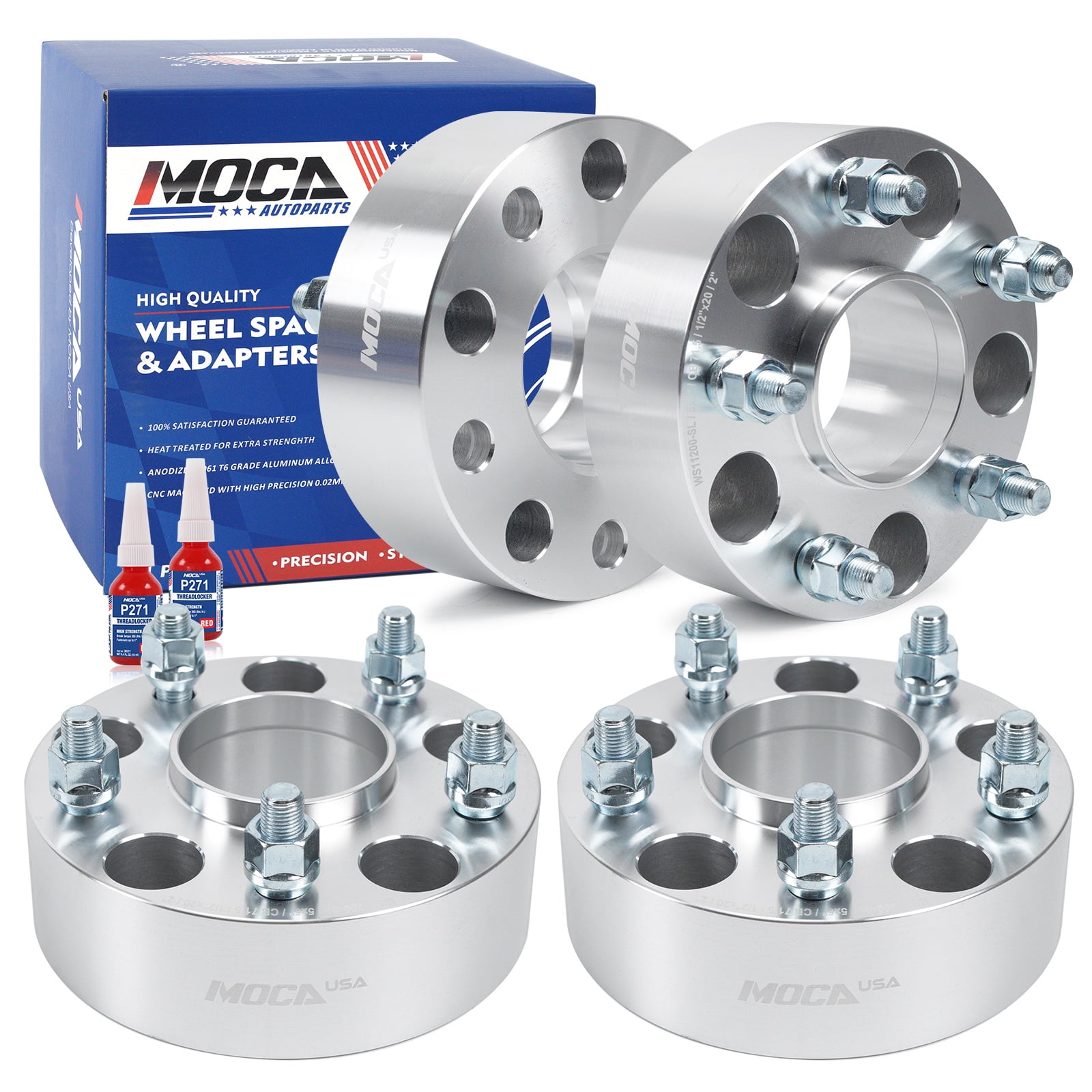 MOCA AUTOPARTS 4PCS 2"(50mm) Wheel Spacers 5x5" to 5x5" with 1/2"x20 ...