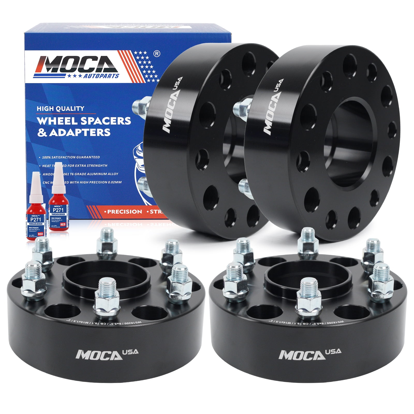 MOCA AUTOPARTS 4PCS 2"(50mm) Wheel Spacers 6x5.5" to 6x5.5" with M14x1 ...