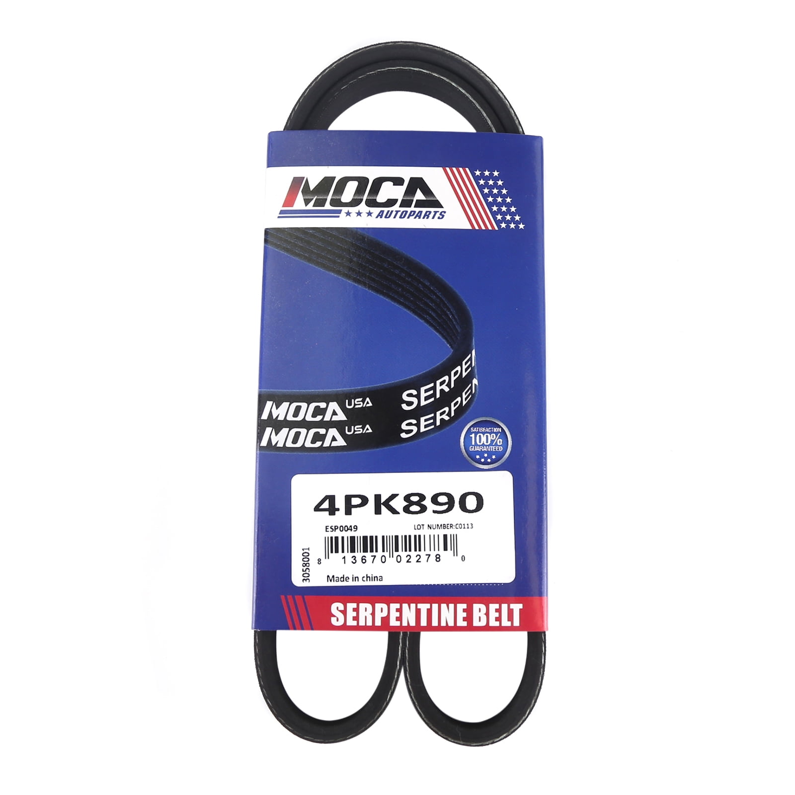 MOCA AUTOPARTS 4PK890 EPDM Serpentine Belt Fit for 1993-1996 Eagle Summit 1.5L & 1989-1994 Dodge ...