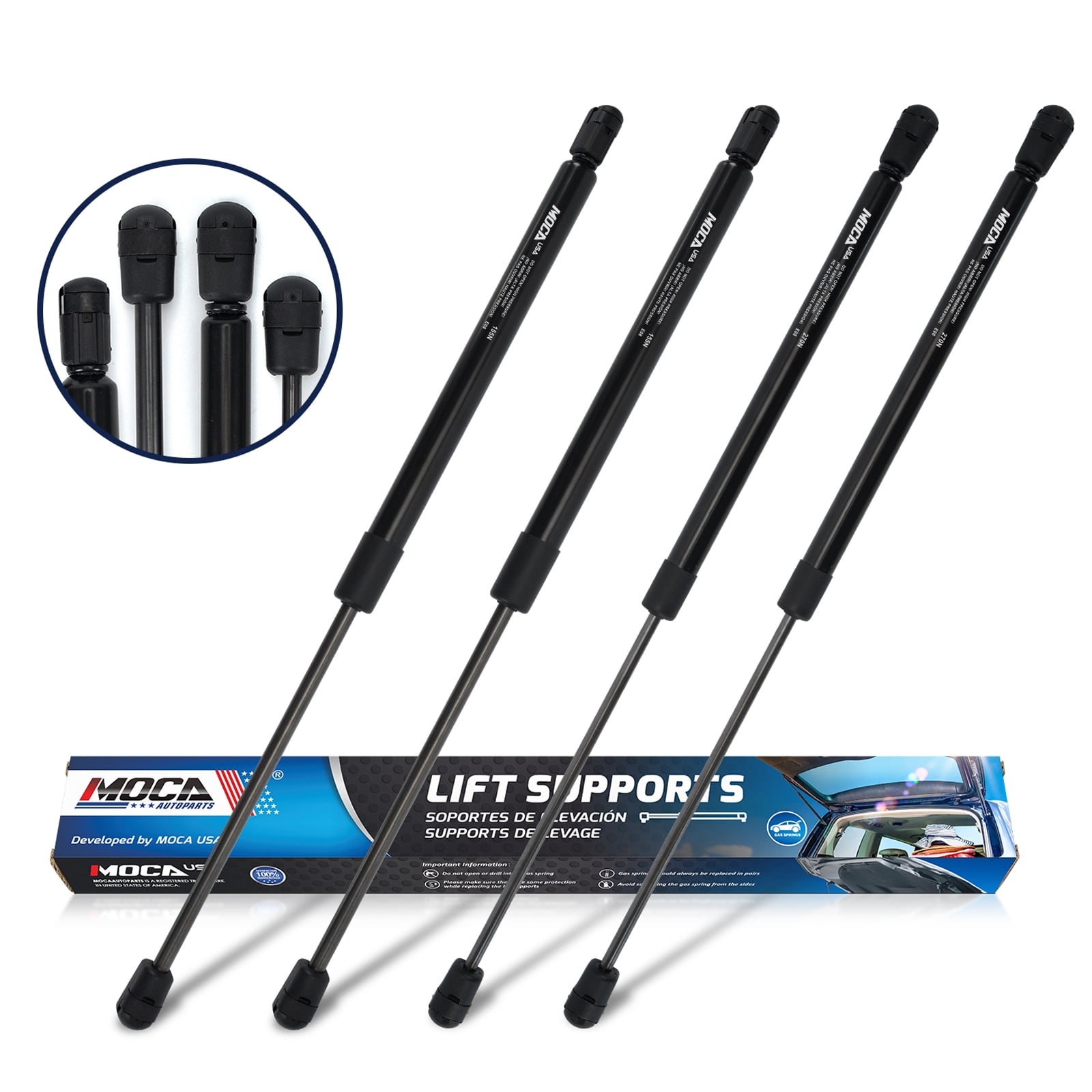 MOCA AUTOPARTS 4x Rear Window & Hood Lift Supports Gas Springs Struts ...