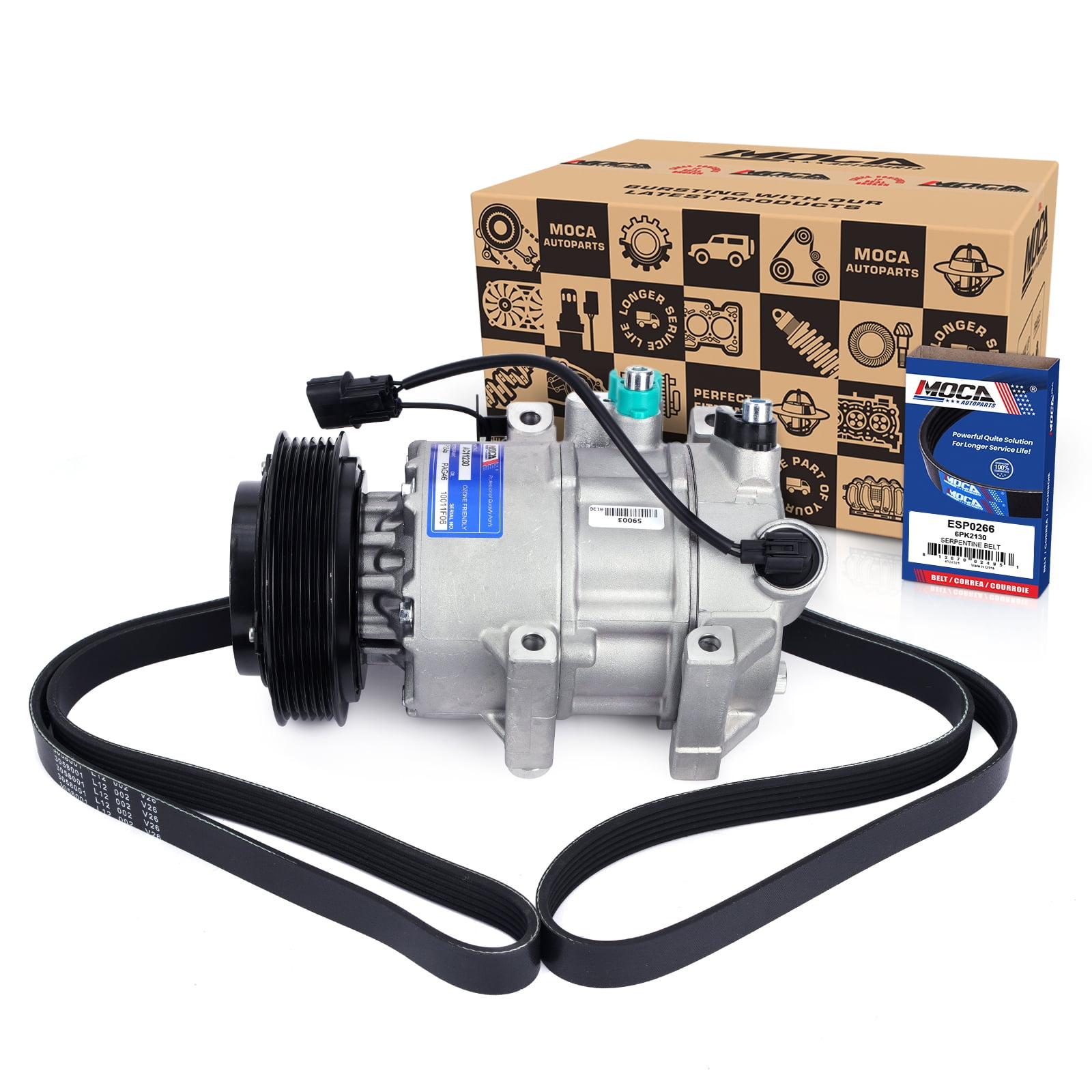 MOCA AUTOPARTS AC Compressor w/ Clutch Serpentine Belt Fit for 2011 ...