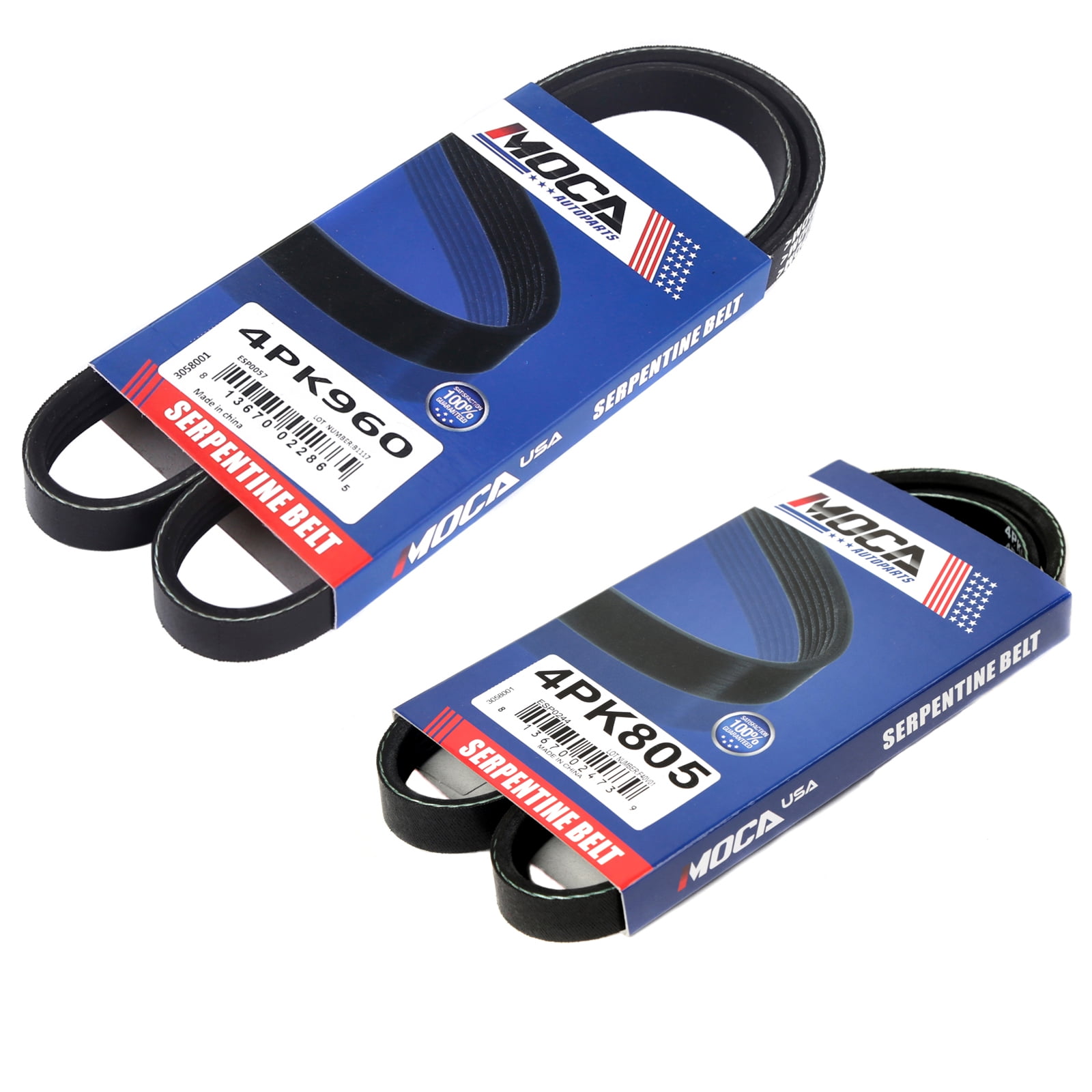 MOCA AUTOPARTS EPDM 2X Serpentine Belt Set ALT AC Fit for 1996-1997 Acura SLX 3.2L 4PK960 4P ...