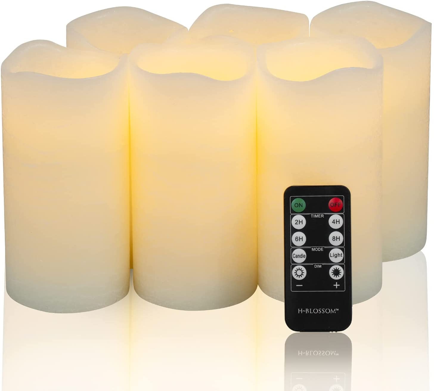 MOCA AUTOPARTS Flameless Candles Battery Operated Real Wax Pillar LED ...