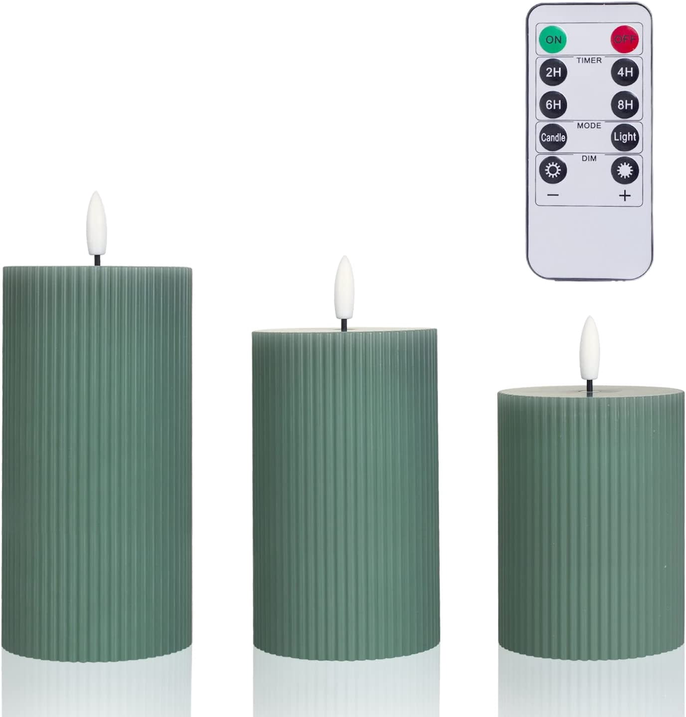 MOCA Flameless LED Candles, Real Wax, Battery Operated, Green Stripe ...