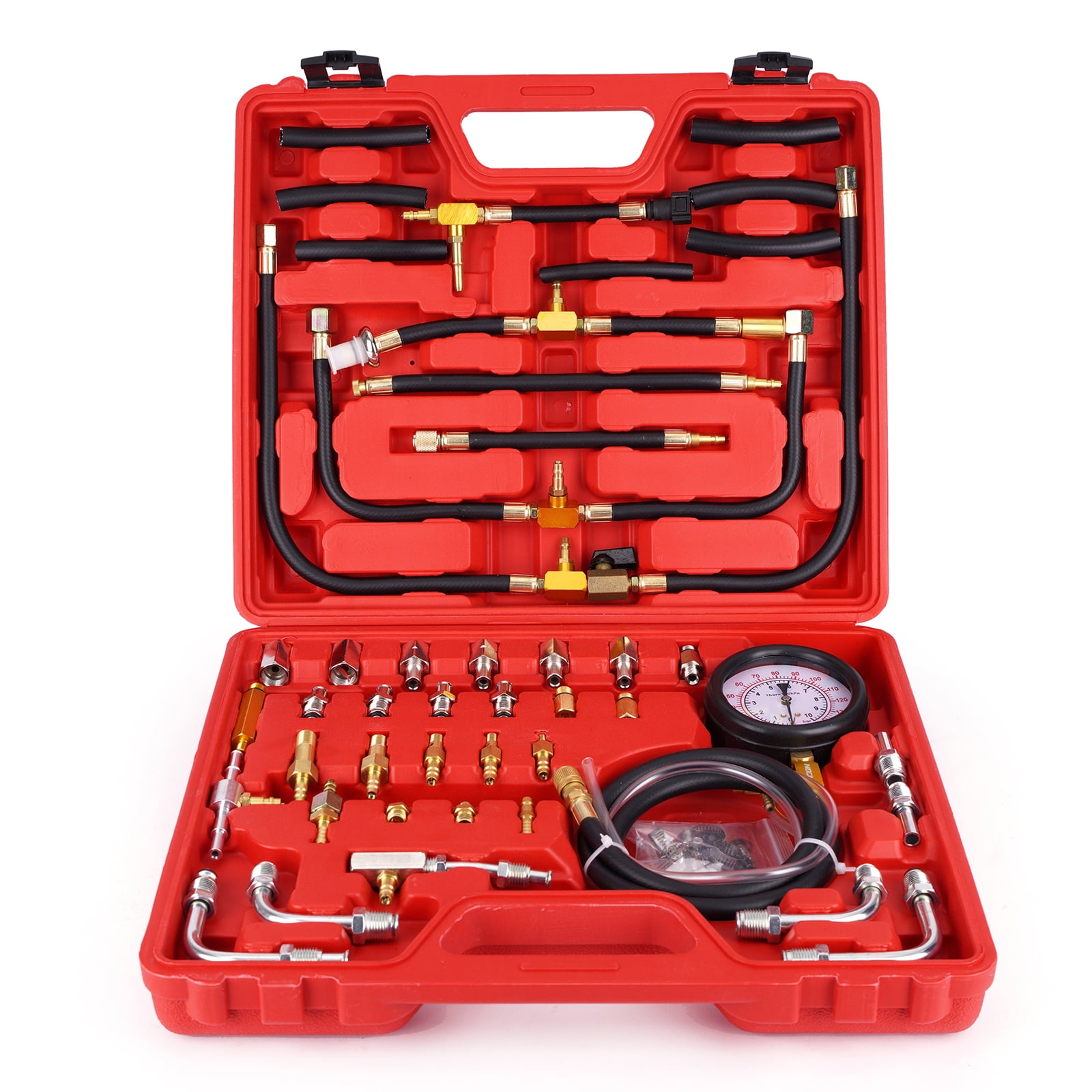 MOCA AUTOPARTS Fuel Injection Pressure Tester Kit with Gauge 0-140 PSI ...