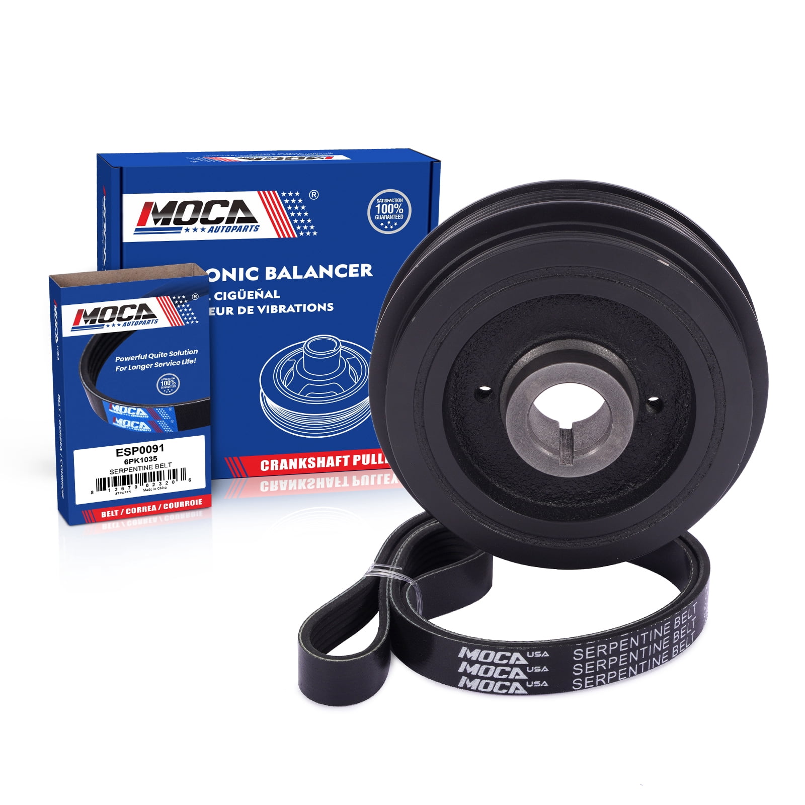 MOCA AUTOPARTS Harmonic Balancer with Serpentine Belt Fit for 2004-2006 ...