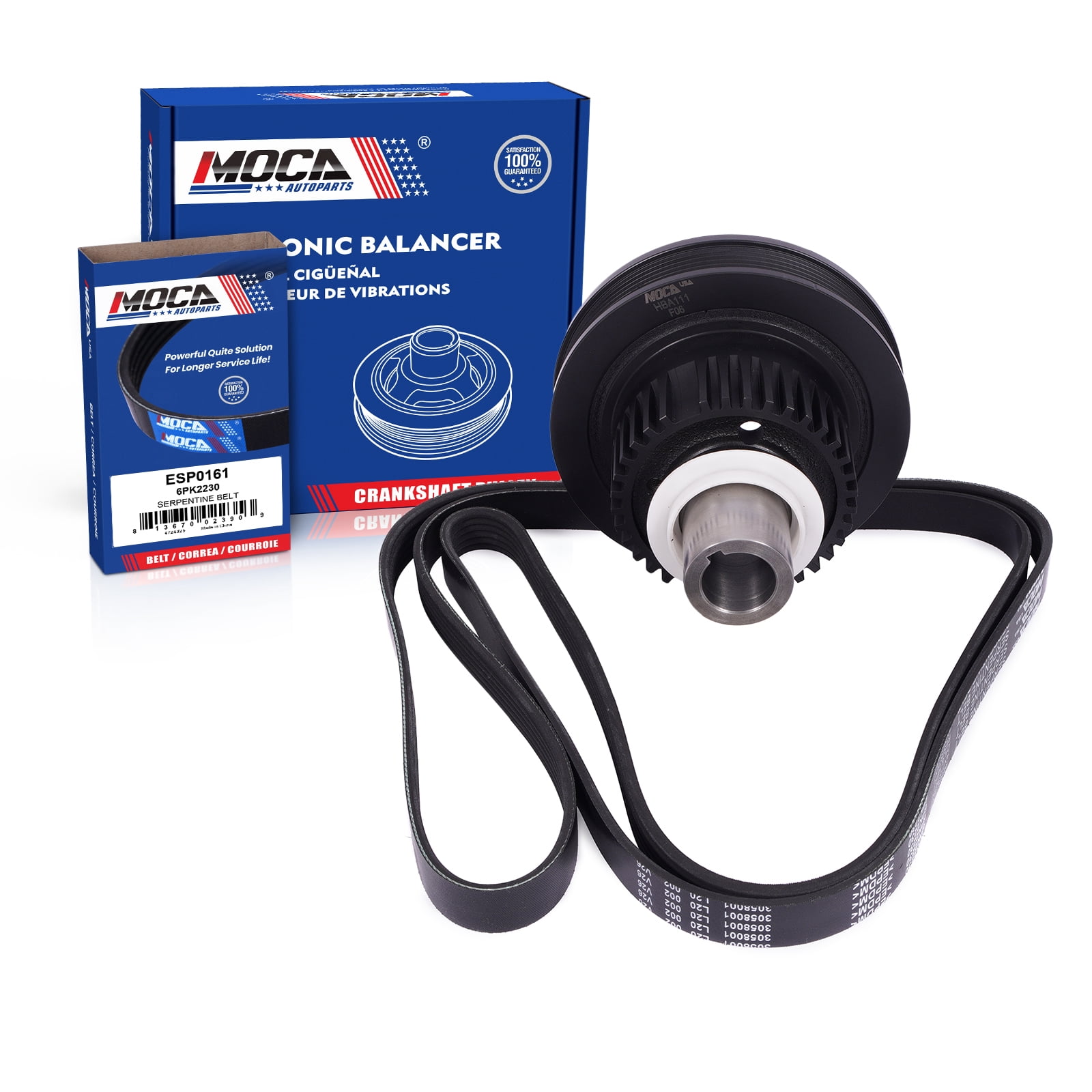 MOCA AUTOPARTS Harmonic Balancer with Serpentine Belt Fit for 1998-2000 ...