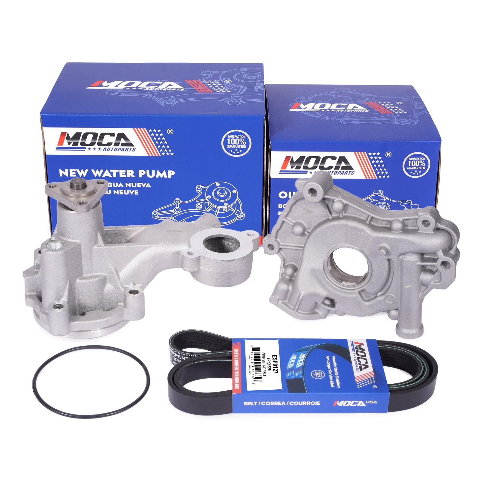 MOCA AUTOPARTS Oil Pump w/3-Bolt Pulley Flange Water Pump & 6PK1625 ...
