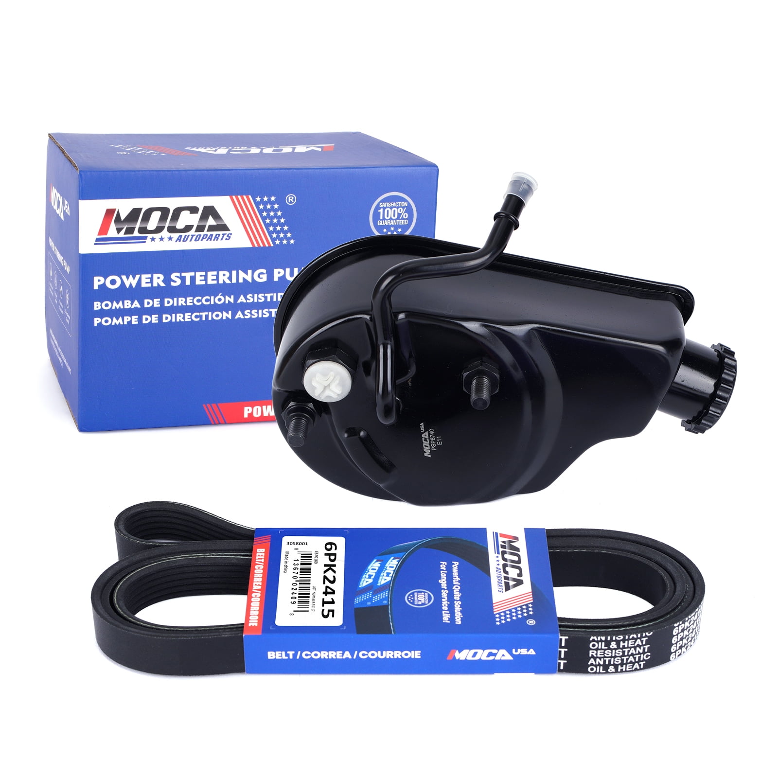 MOCA AUTOPARTS Power Steering Pump with Serpentine Belt 6PK2415 Fit for ...