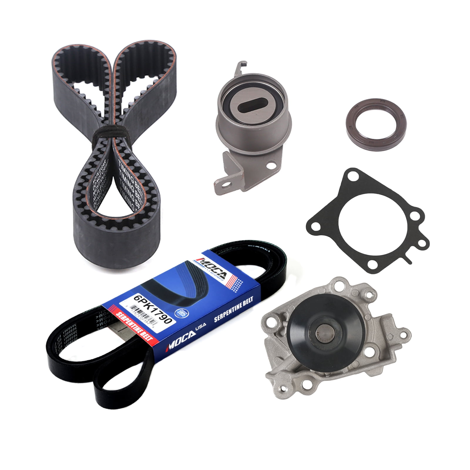 MOCA AUTOPARTS Timing Belt Kit with Water Pump Serpentine Belt 6PK1790 ...