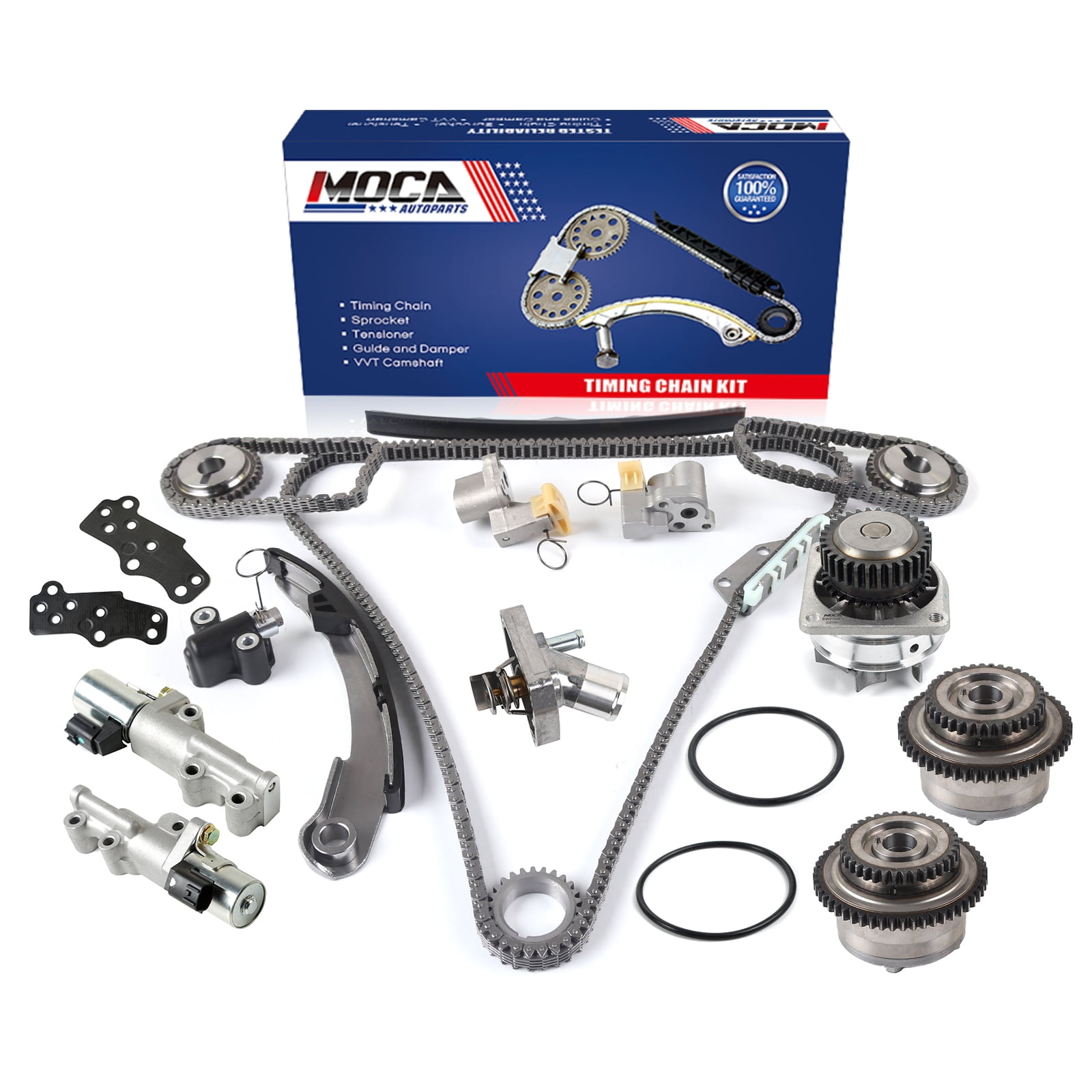 MOCA AUTOPARTS Timing Chain Kit with Water Pump Thermostat Housing VVT ...