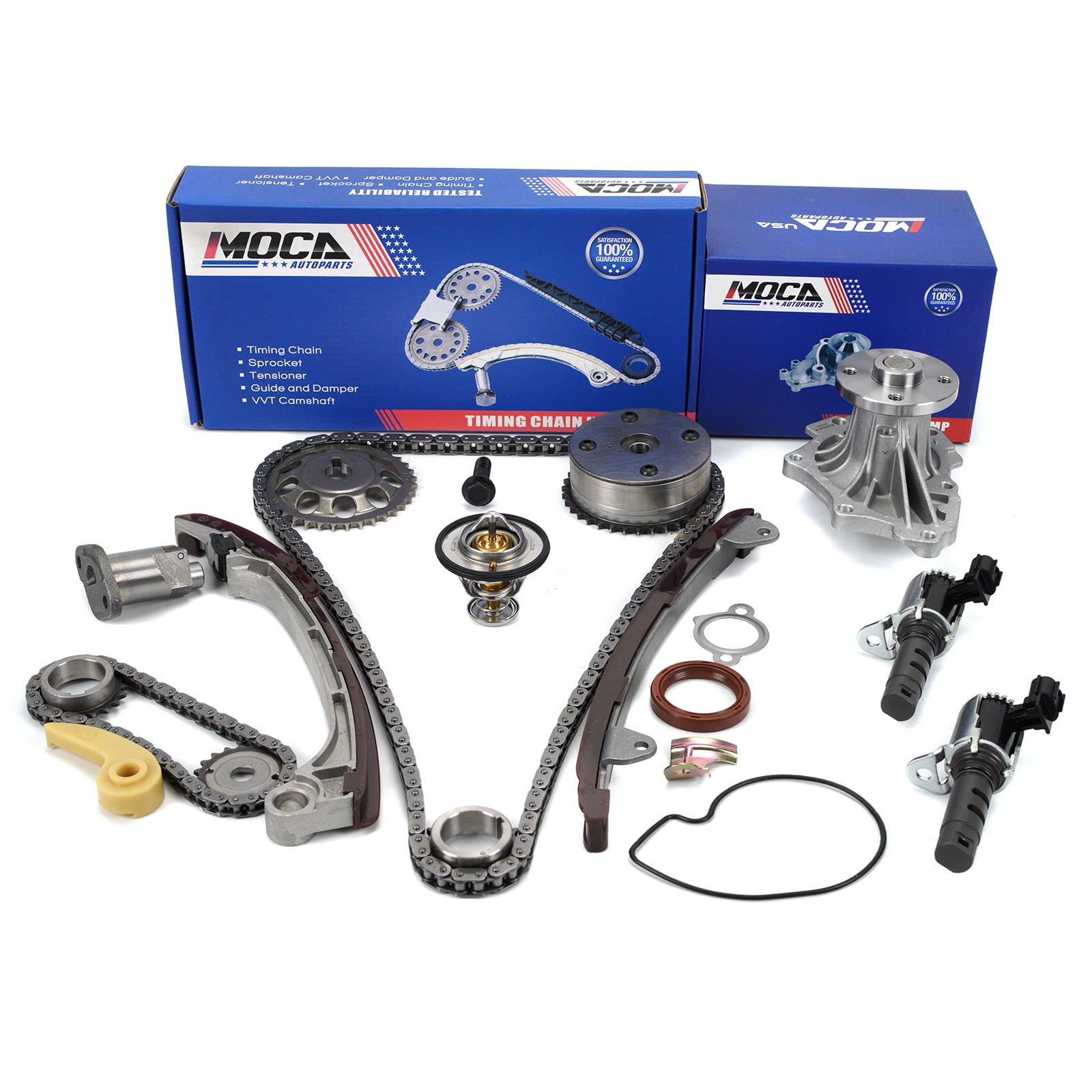 MOCA AUTOPARTS Timing Chain Kit with Water Pump Thermostat VVT Solenoid ...
