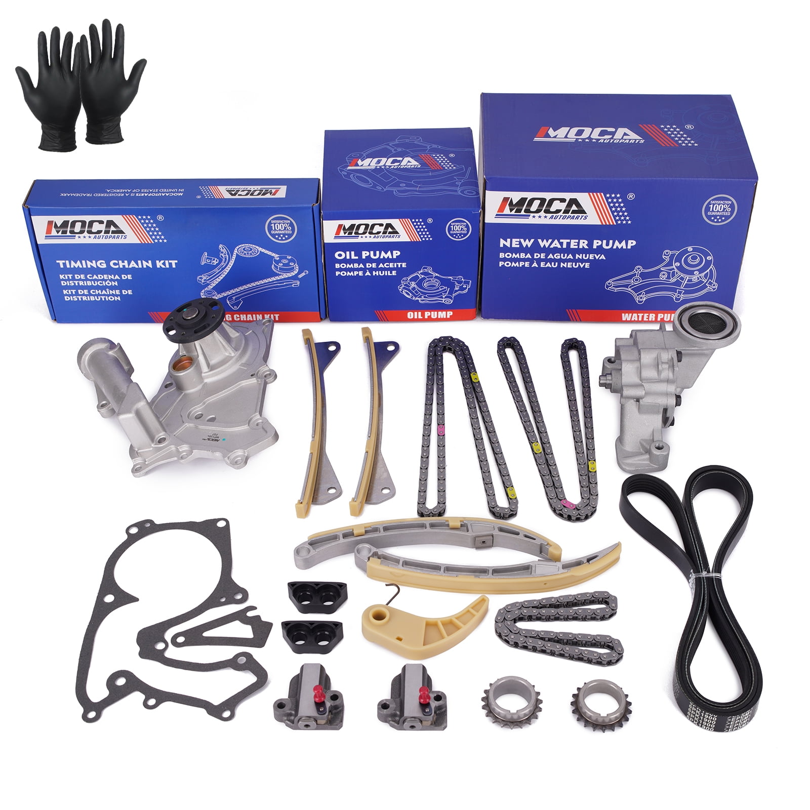 MOCA AUTOPARTS Timing Chain Kit with Oil Water Pump Serpentine Belt Fit ...