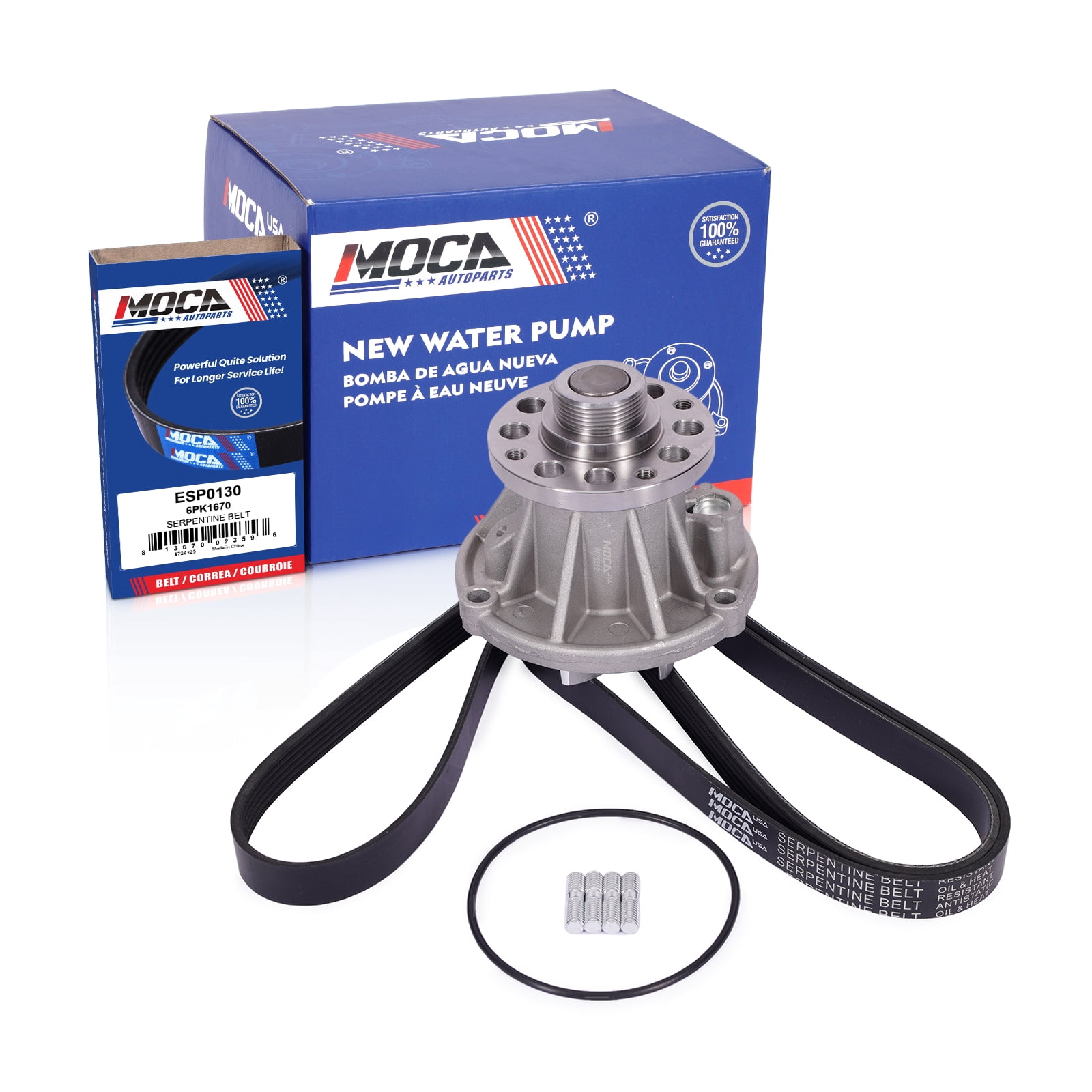 MOCA AUTOPARTS Water Pump with Serpentine Belt Fit for 2004-2010 Ford E ...