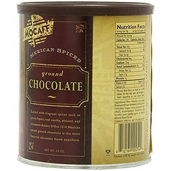 MOCAFE Azteca D'oro 1519 Mexican Spiced Ground Chocolate, 14-Ounce Tin ...