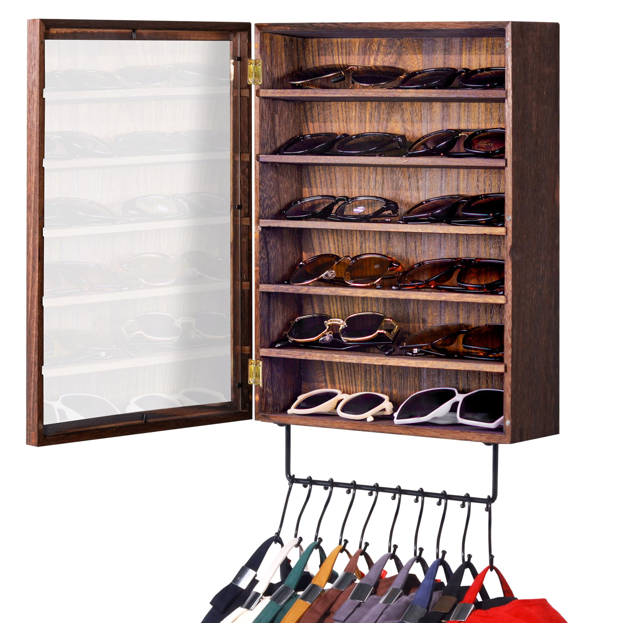 MOCAS Sunglasses Organizer Storage Wall Mounted, Wood Eyeglasses ...