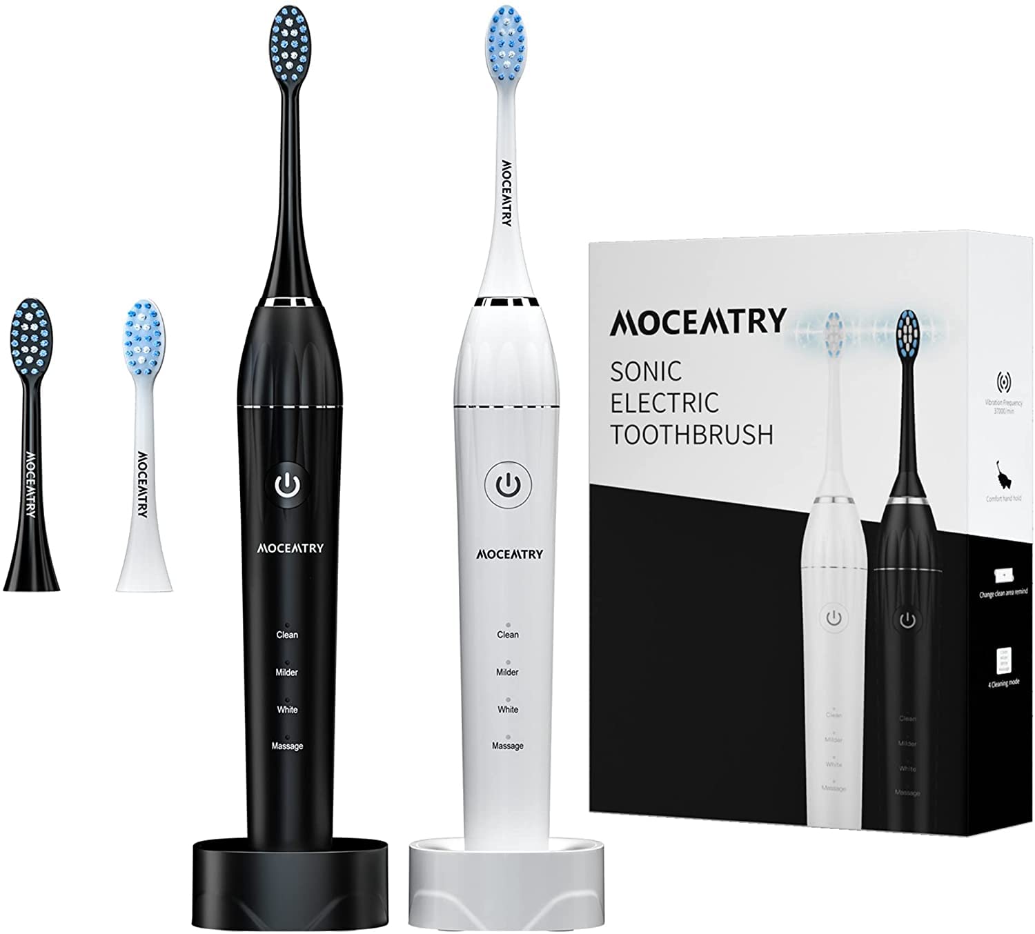 MOCEMTRY Electric Toothbrush Double Pack, Sonic Toothbrushes with 4 ...