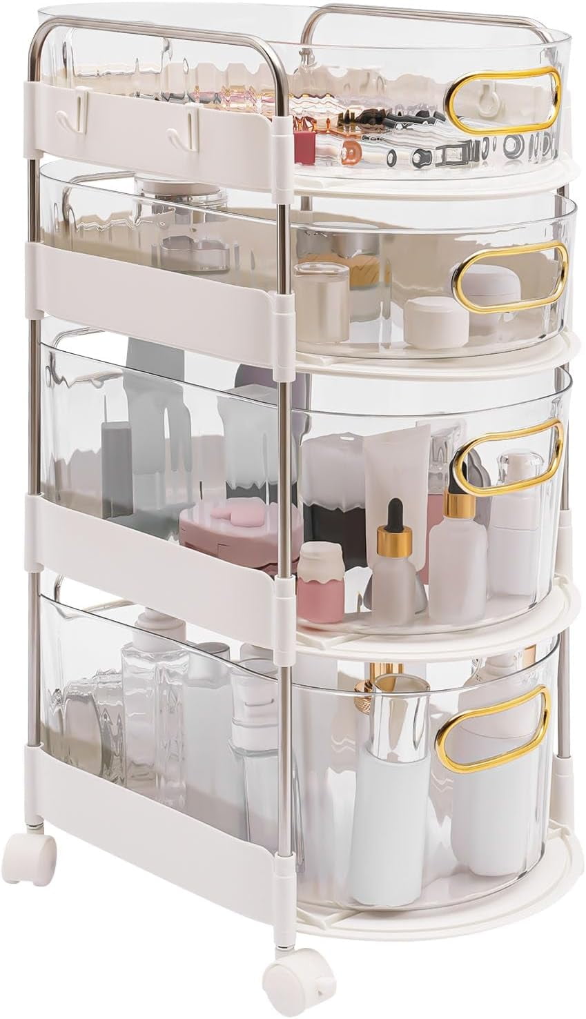 MOCHAG 4-Tier Utility Rolling Storage Cart, Plastic Drawer Organizer w ...
