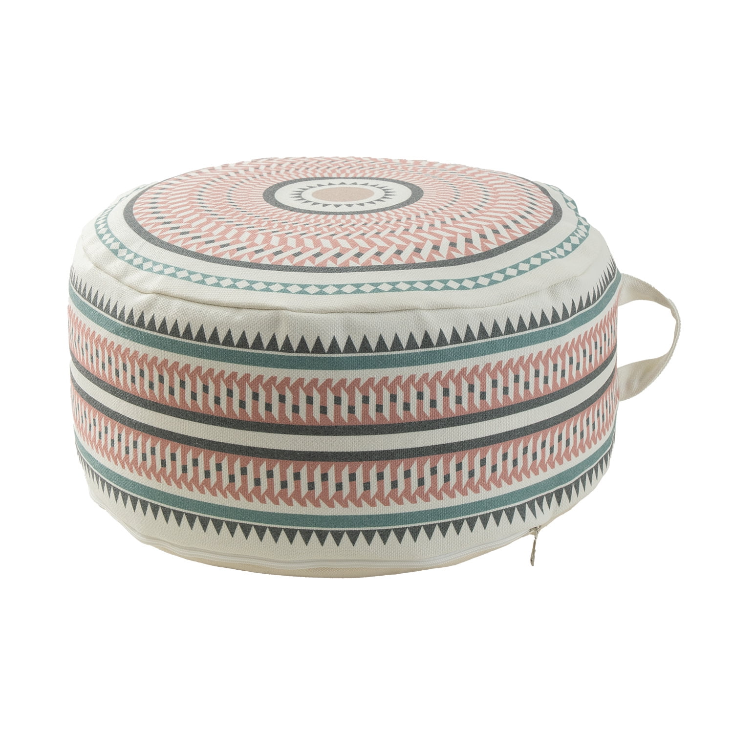 MOCOFO Round Geometric Pattern Pouf Cover with Zipper 18