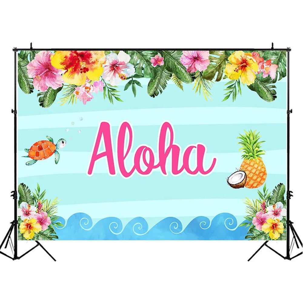 MOCSICKA Summer Aloha Luau Backdrop Hawaiian Beach Flamingo Party Photo ...