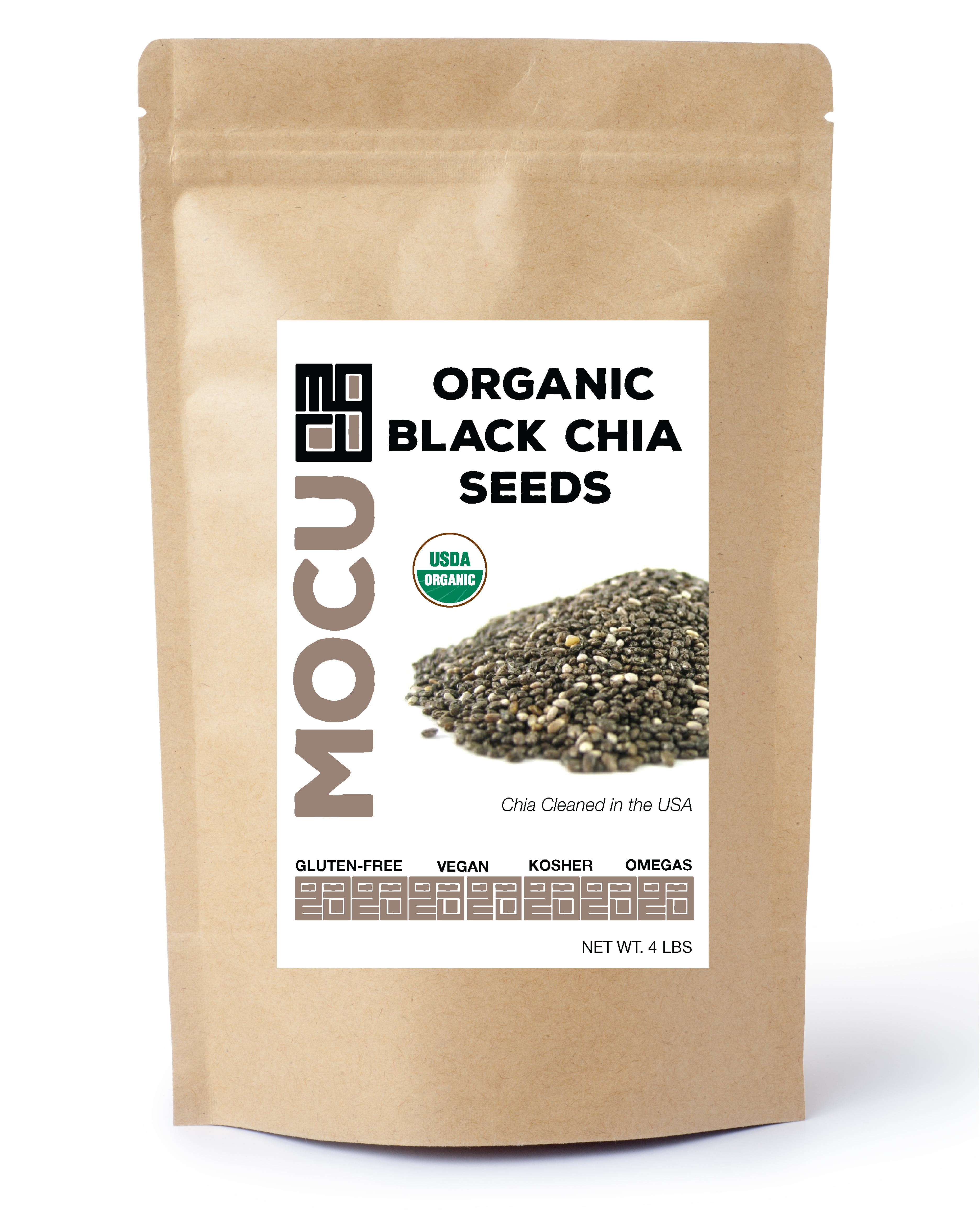MOCU 3LB Certified Organic Non-GMO Black Chia Seeds Edible Packet ...