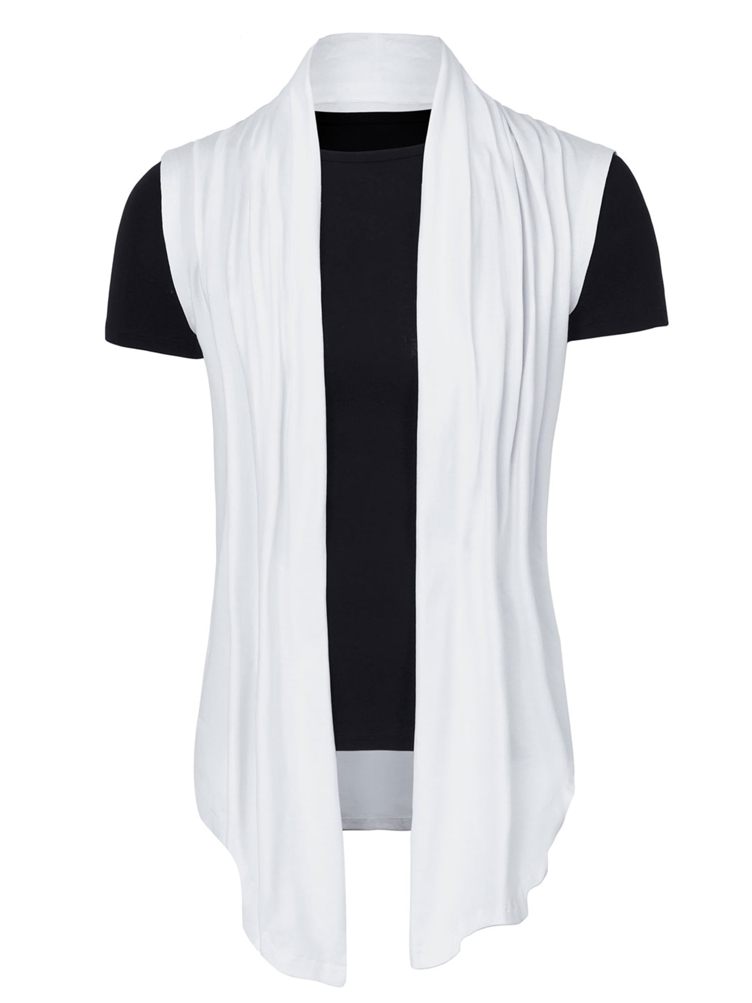 MODA NOVA Big & Tall Men's Open Front irregular Hem Cardigan Vest White ...