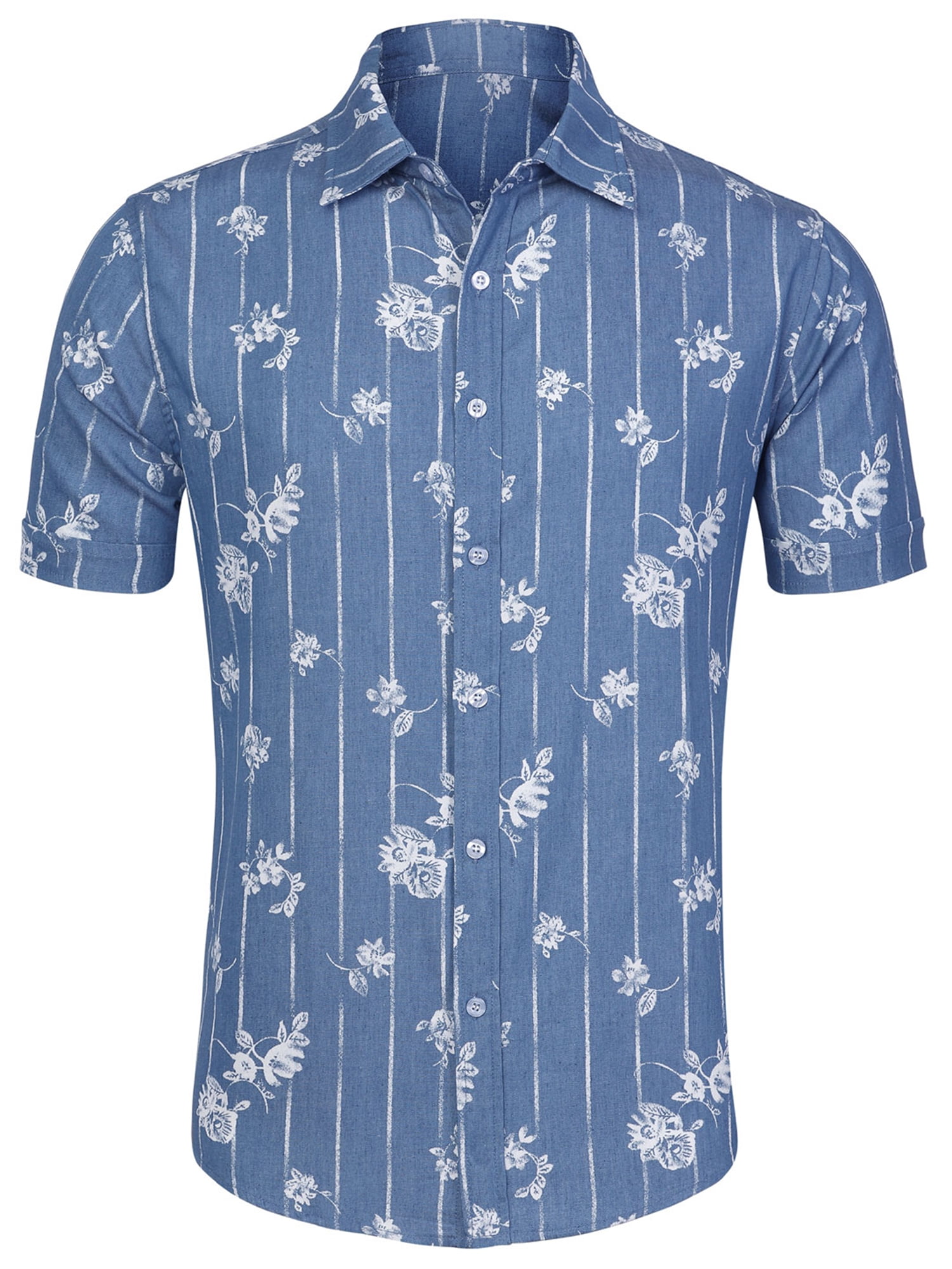 MODA NOVA Big & Tall Men's Short Sleeves Button Down Fish Bone Prints ...