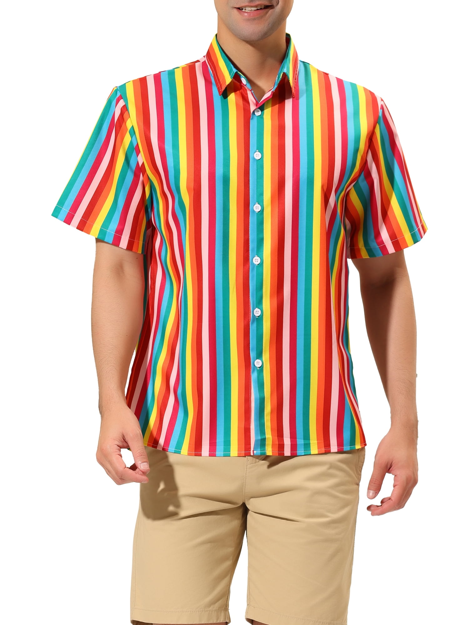 MODA NOVA Big & Tall Men's Summer Vertical Stripe Print Button Down ...