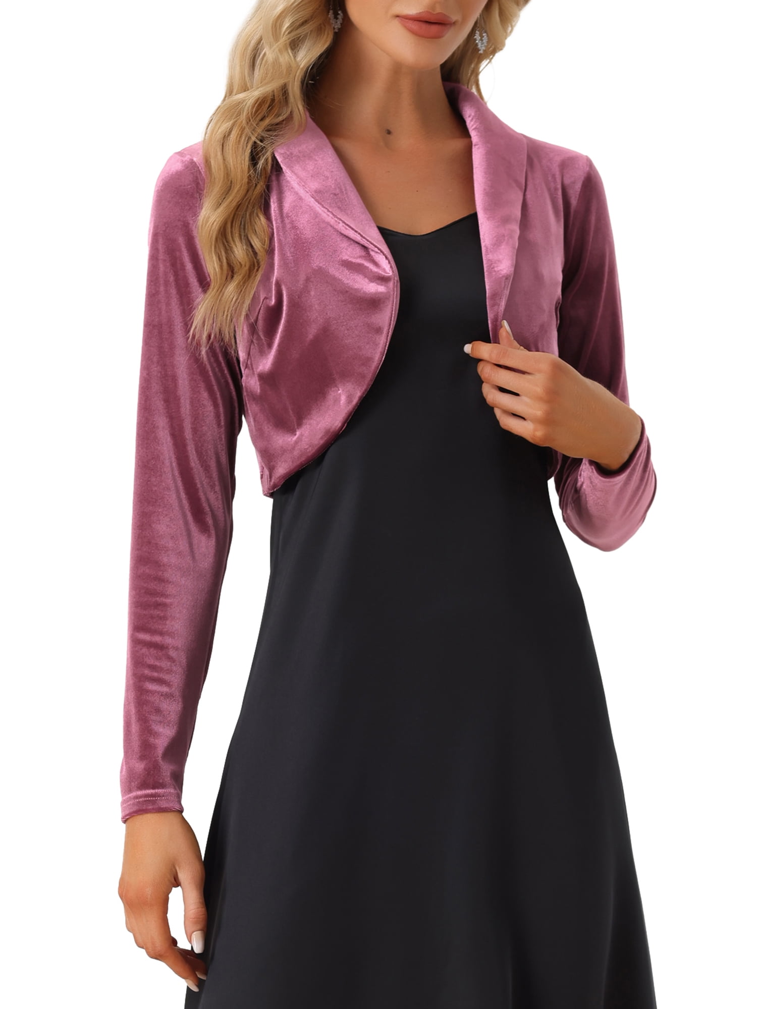 MODA NOVA Elegant Velvet Shrug for Junior's Open Front Bolero Crop ...