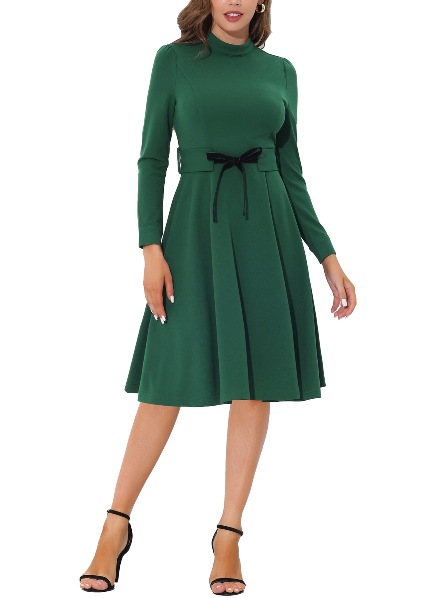 MODA NOVA Juniors Wear to Work Elegant Mock Neck Long Sleeve Self Tie ...