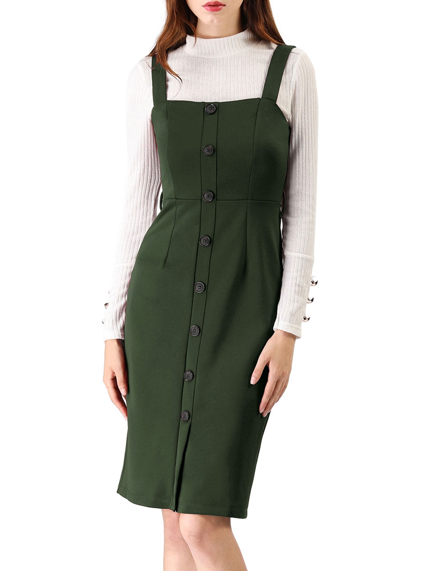 MODA NOVA Juniors Button Decor Bow Tie Waist Suspender Overall Jumper ...