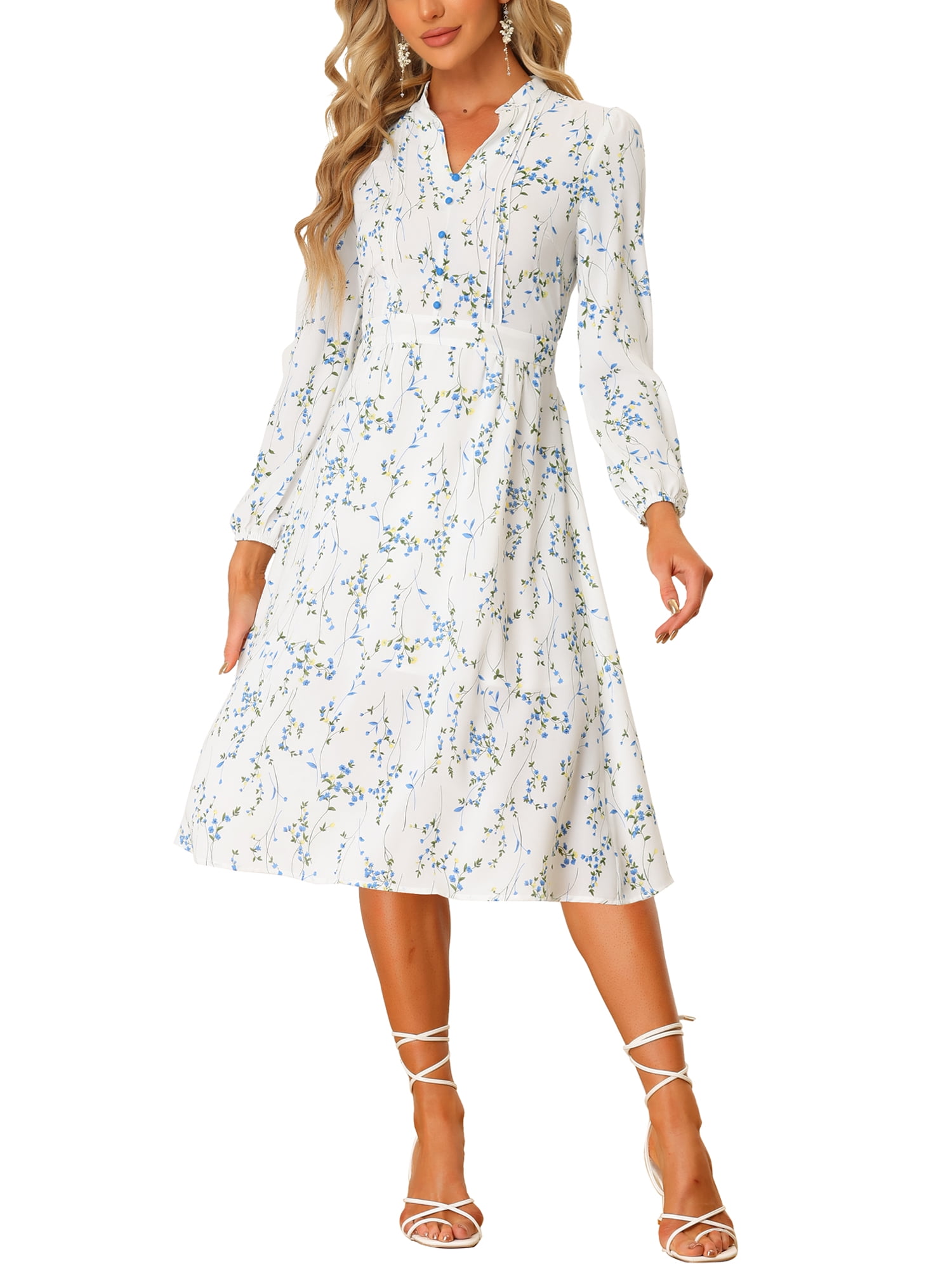 MODA NOVA Juniors Button Up Split Long Sleeve Floral Print Flowy Party ...