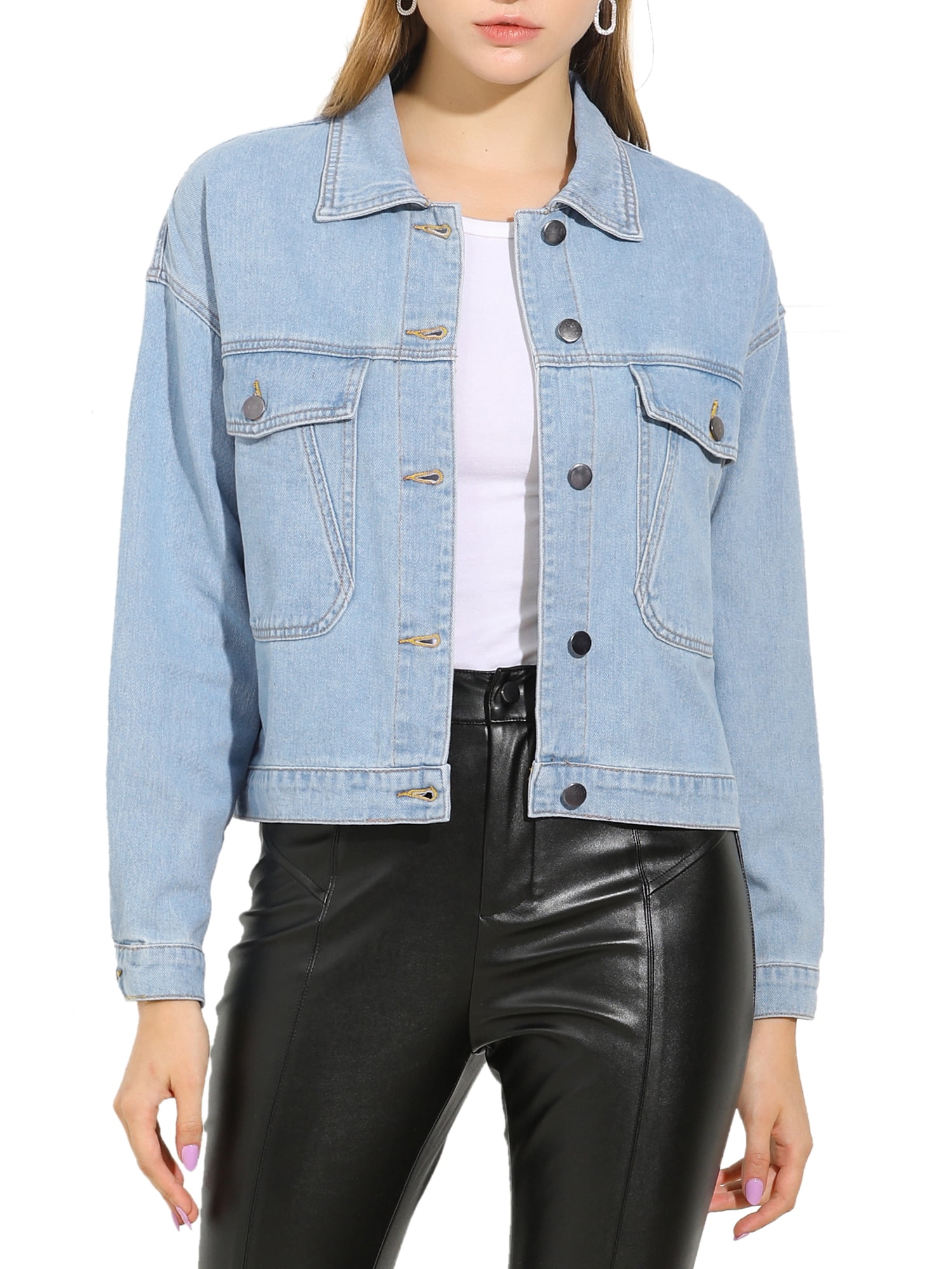 MODA NOVA Juniors Denim Jacket Button Up Casual Short Jean Jackets XL ...