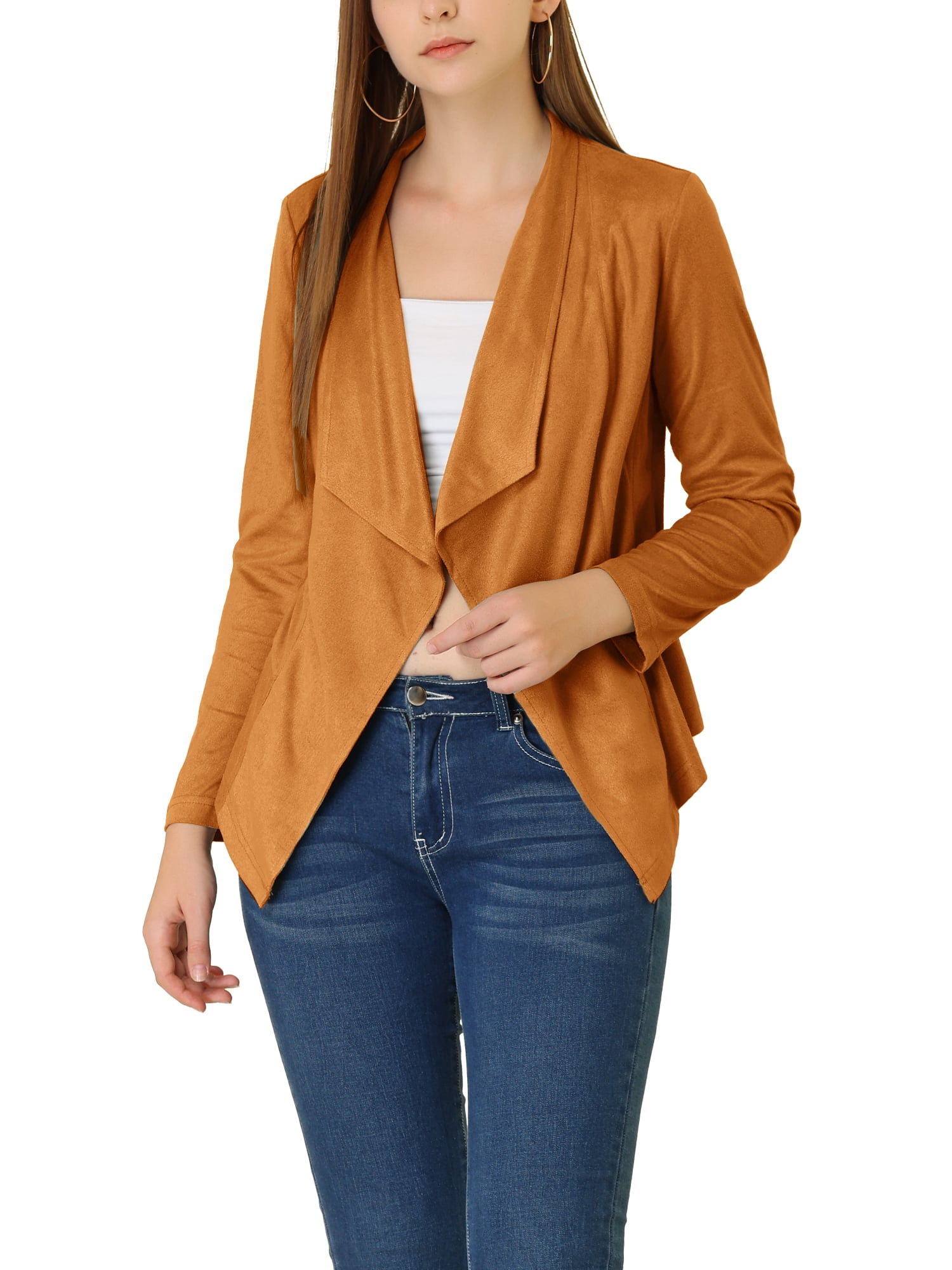 MODA NOVA Juniors Faux Suede Long Sleeve Draped Front Moto Jacket ...