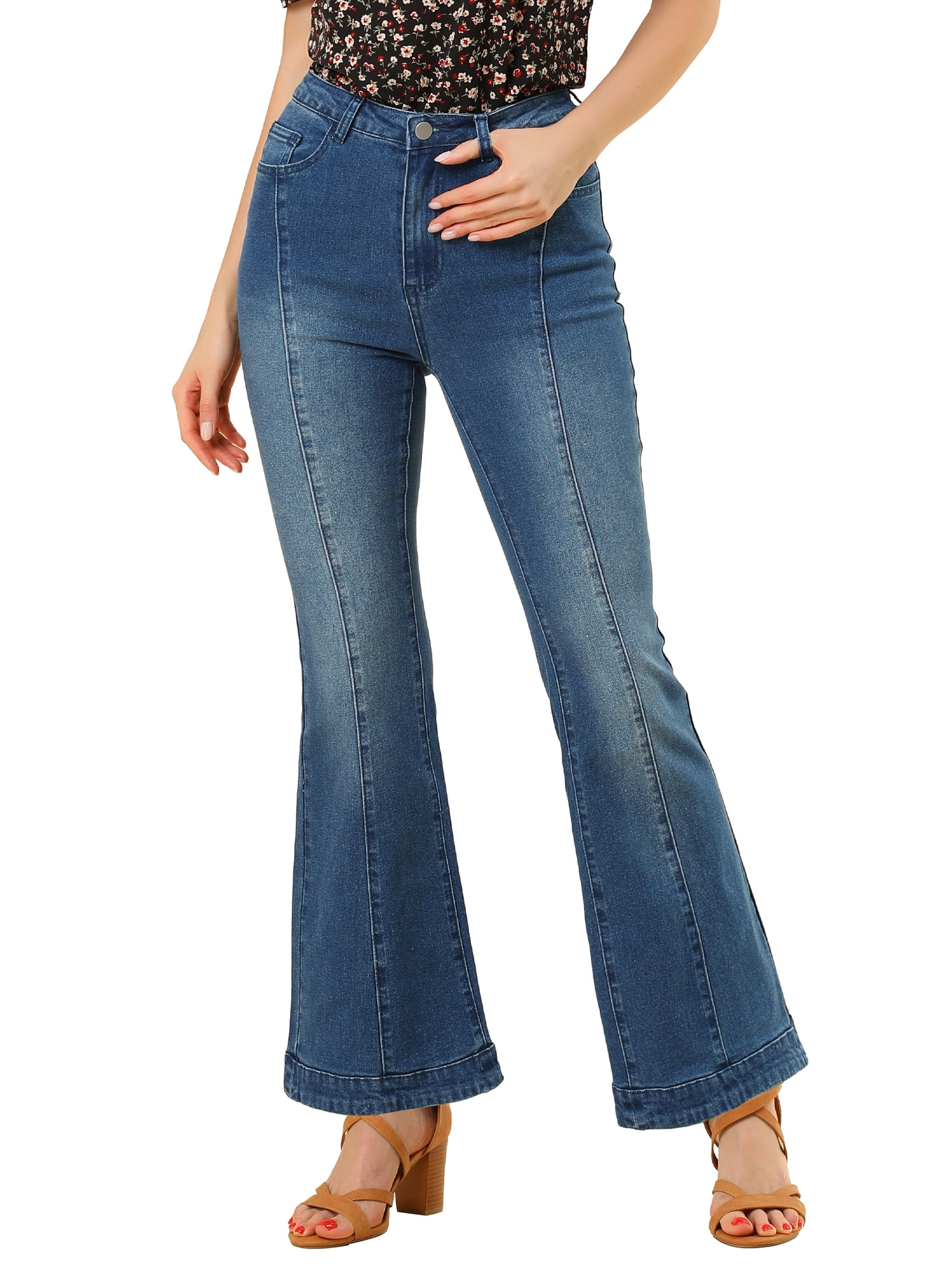 MODA NOVA Juniors Flare Vintage High Waist Stretch Long Pants Bell ...