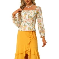 MODA NOVA Juniors Button Down V Neck Long Sleeve Floral Blouse Blue S ...