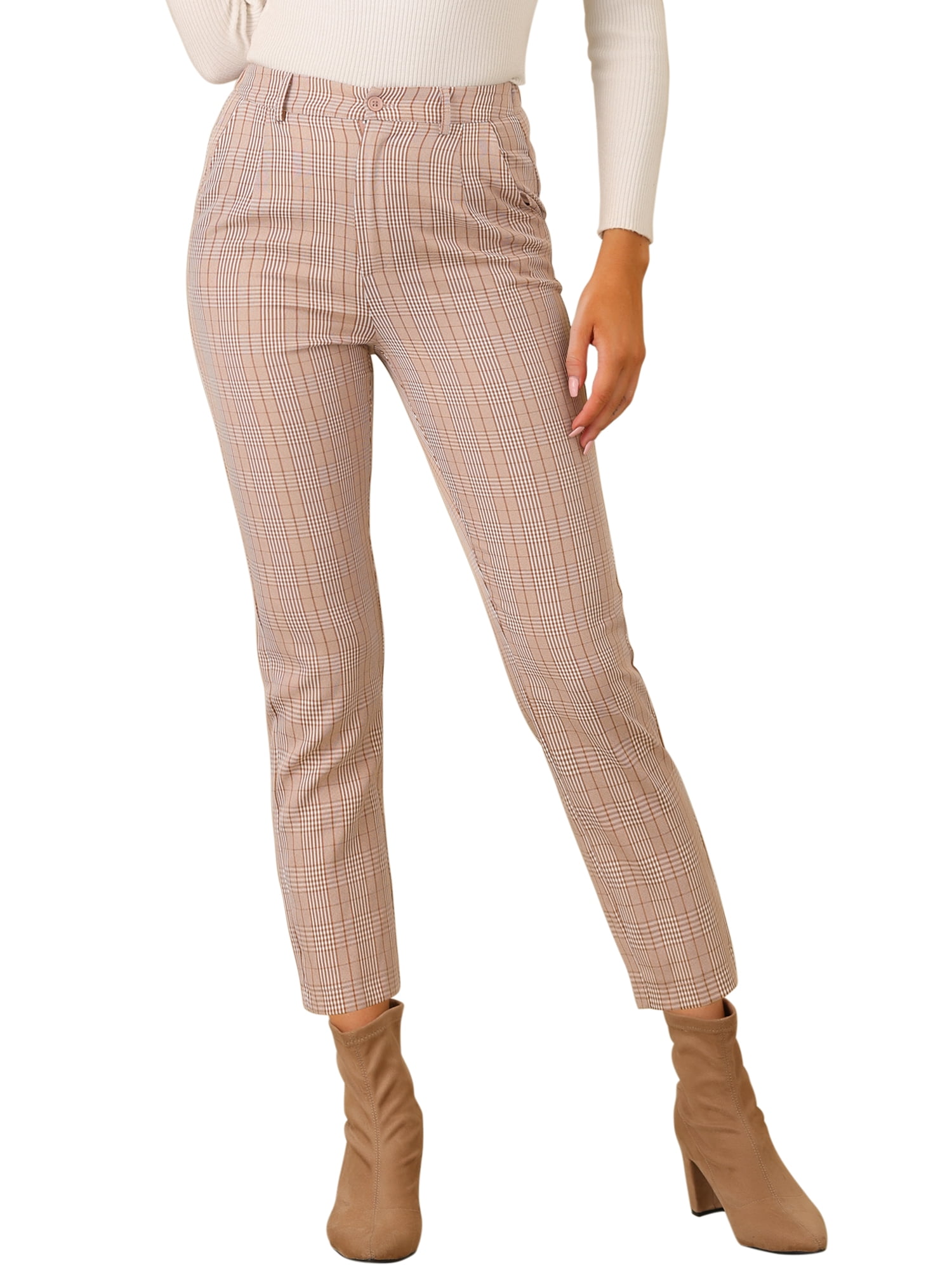 MODA NOVA Juniors High Elastic Waist Back Ankle Length Work Pants ...