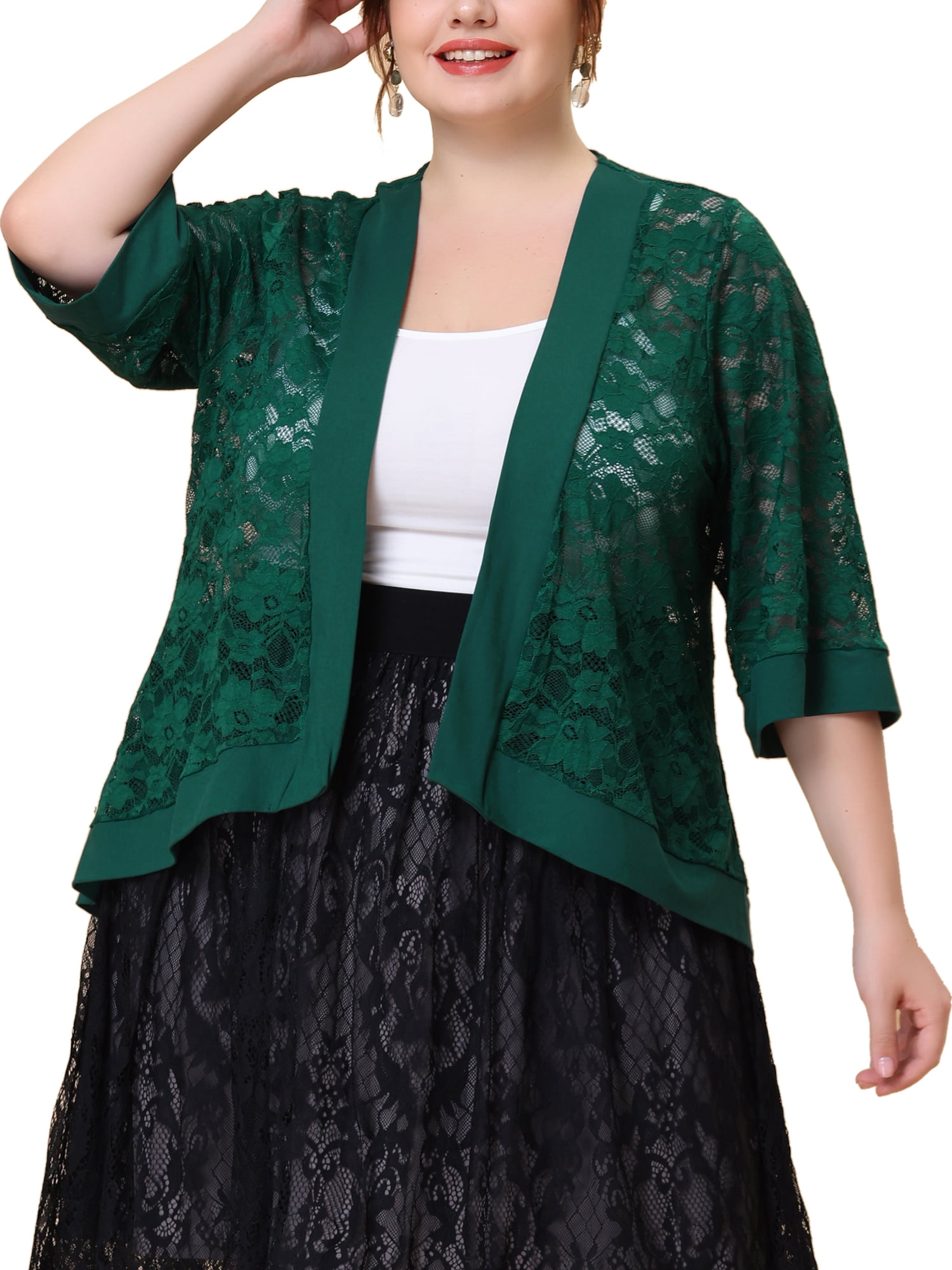 MODA NOVA Juniors Plus Size Cardigan Bolero Summer Lace Panel Sheer ...