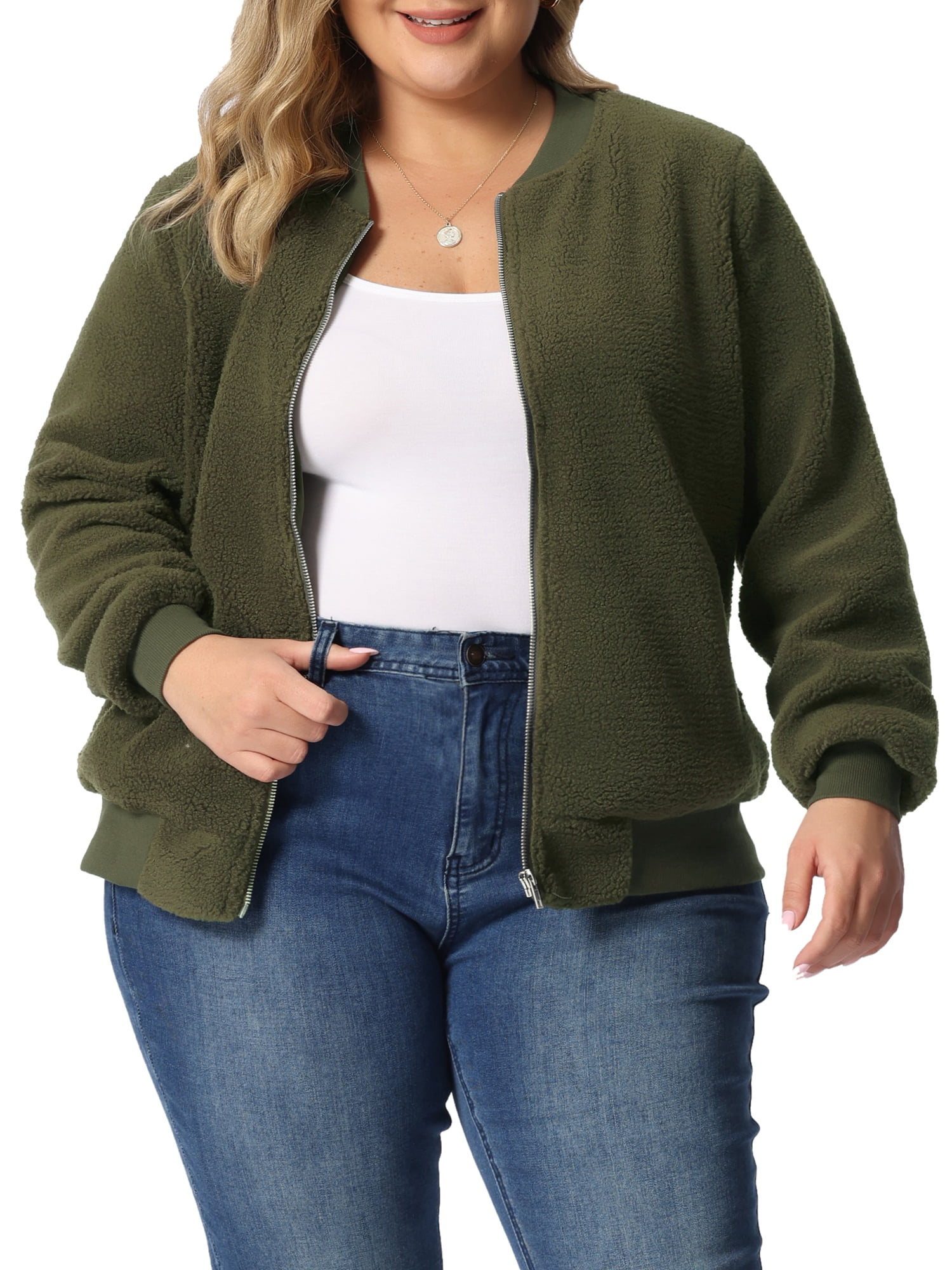 MODA NOVA Juniors Plus Size for Fleece Jacket Faux Shearling Fluffy ...