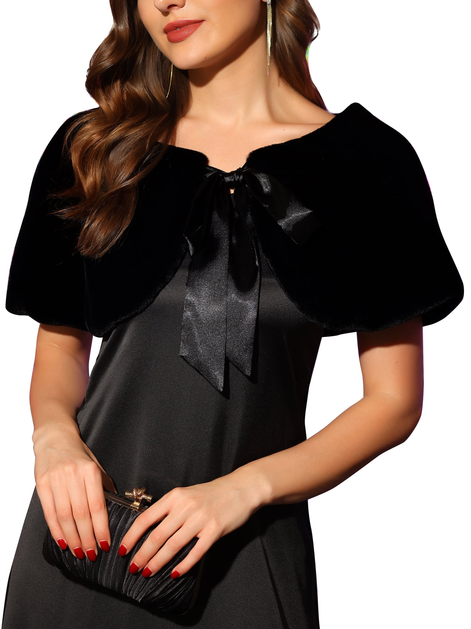 MODA NOVA Juniors Wedding Faux Fur Cropped Shrug Shawl with Bowknot ...