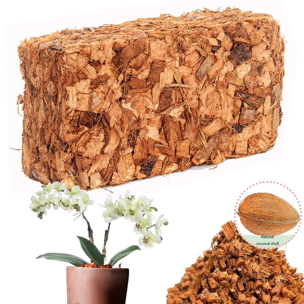MODANU 1.1 LB Coco Husk Chips Natural Organic Coconut Coir Chips Brick Potting Soil Mix with Low ...