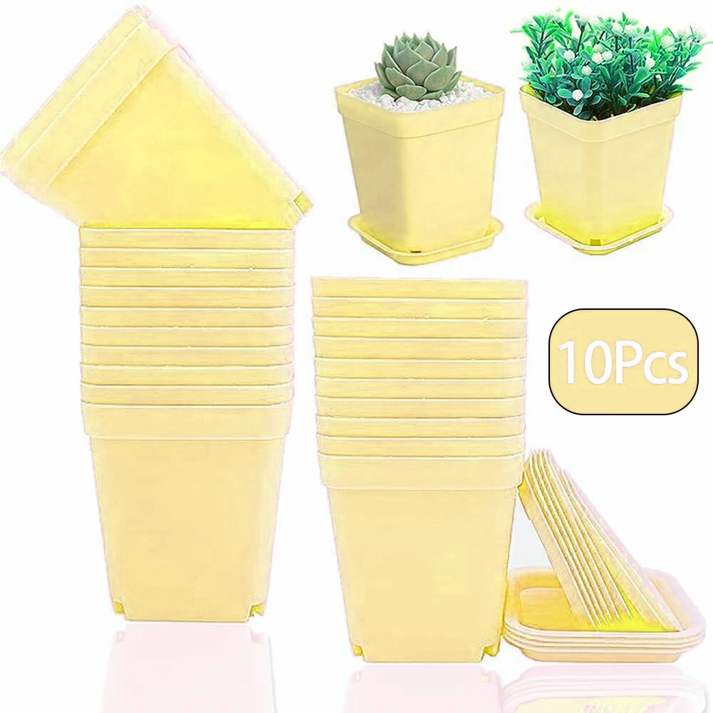 MODANU 10 Pcs Plastic Plant Pots 3" Square Seedling Nursery Pots ...